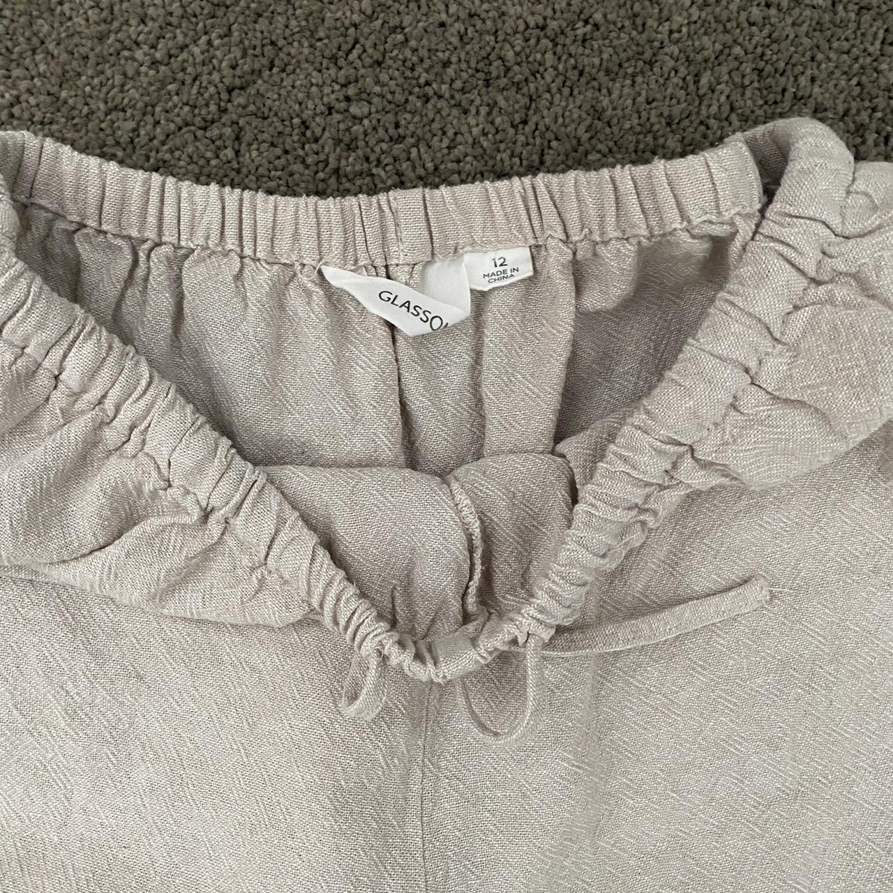 GLASSONS LINEN PANTS wide leg linen with drawstring... - Depop