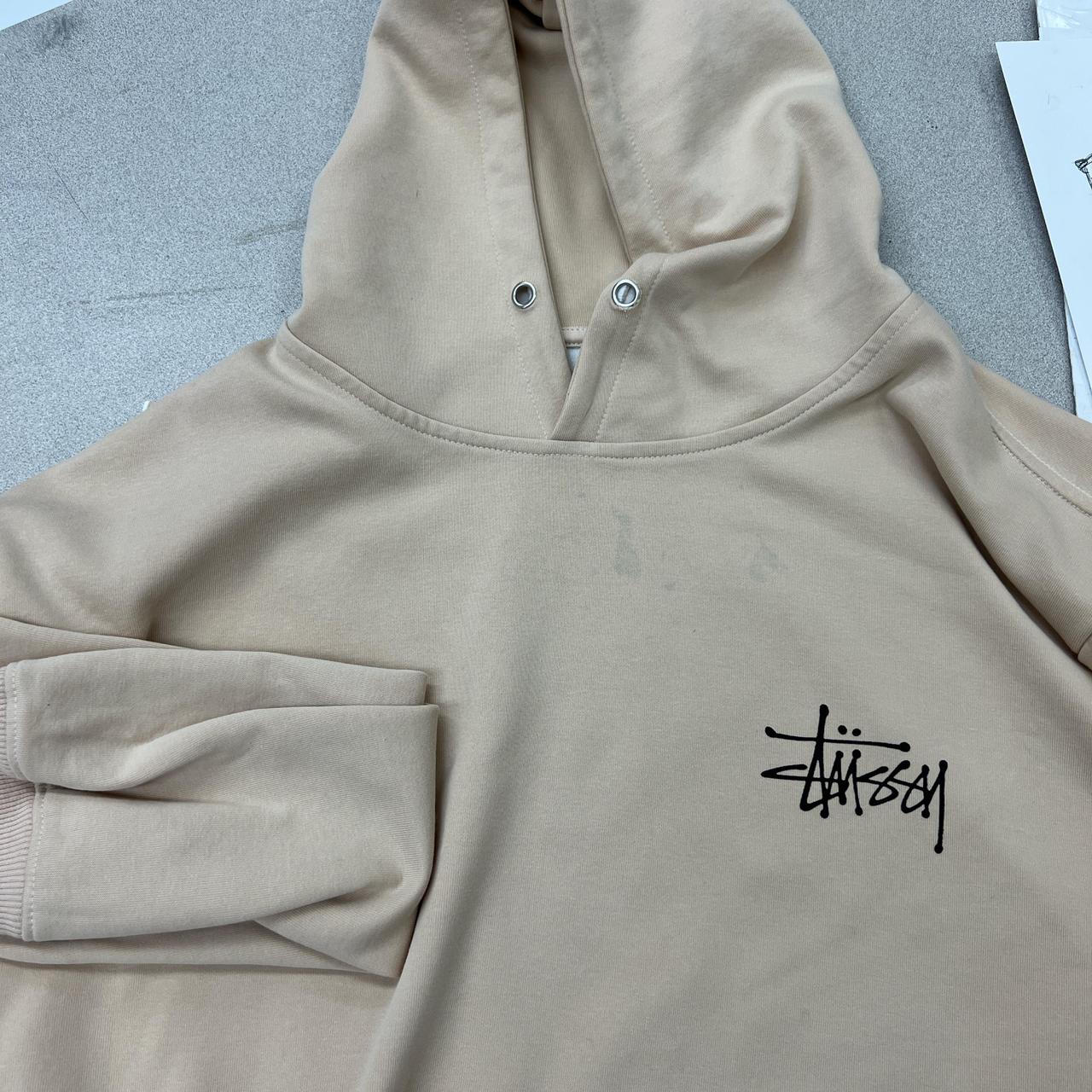 Cream Colorway Stussy Hoodie, couple of light blue... - Depop