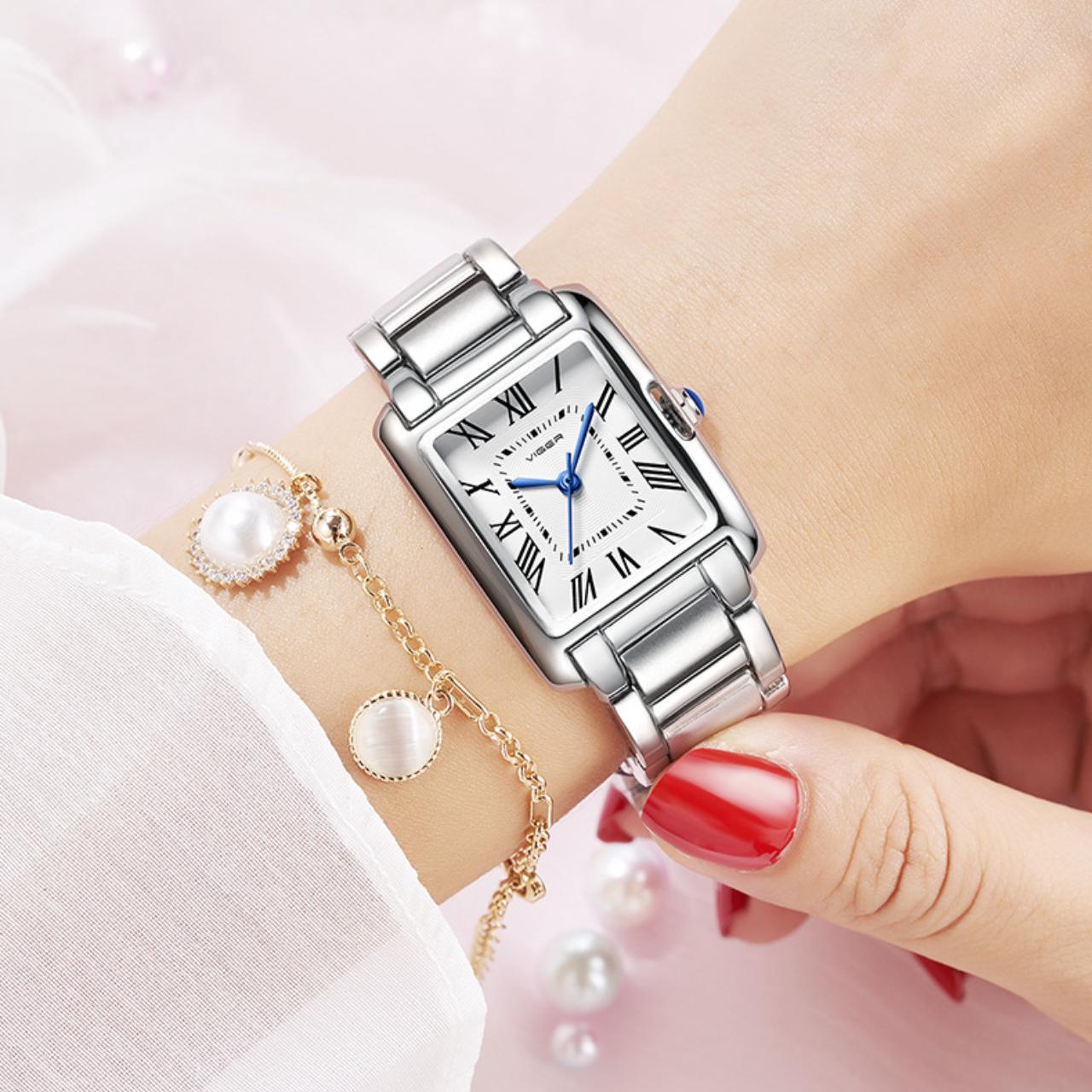 Silver Tank Watch Women Watch Vintage Watch Large... - Depop