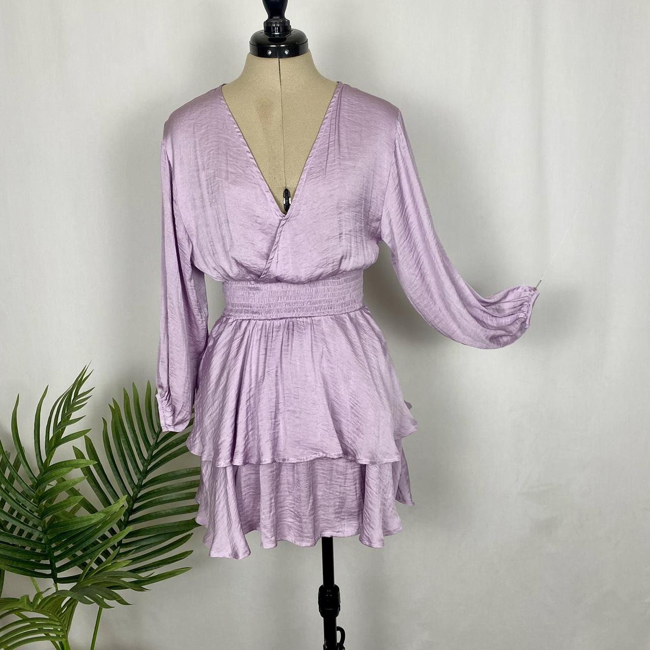 -Ruffle mini dress with long sleeves -Never... - Depop