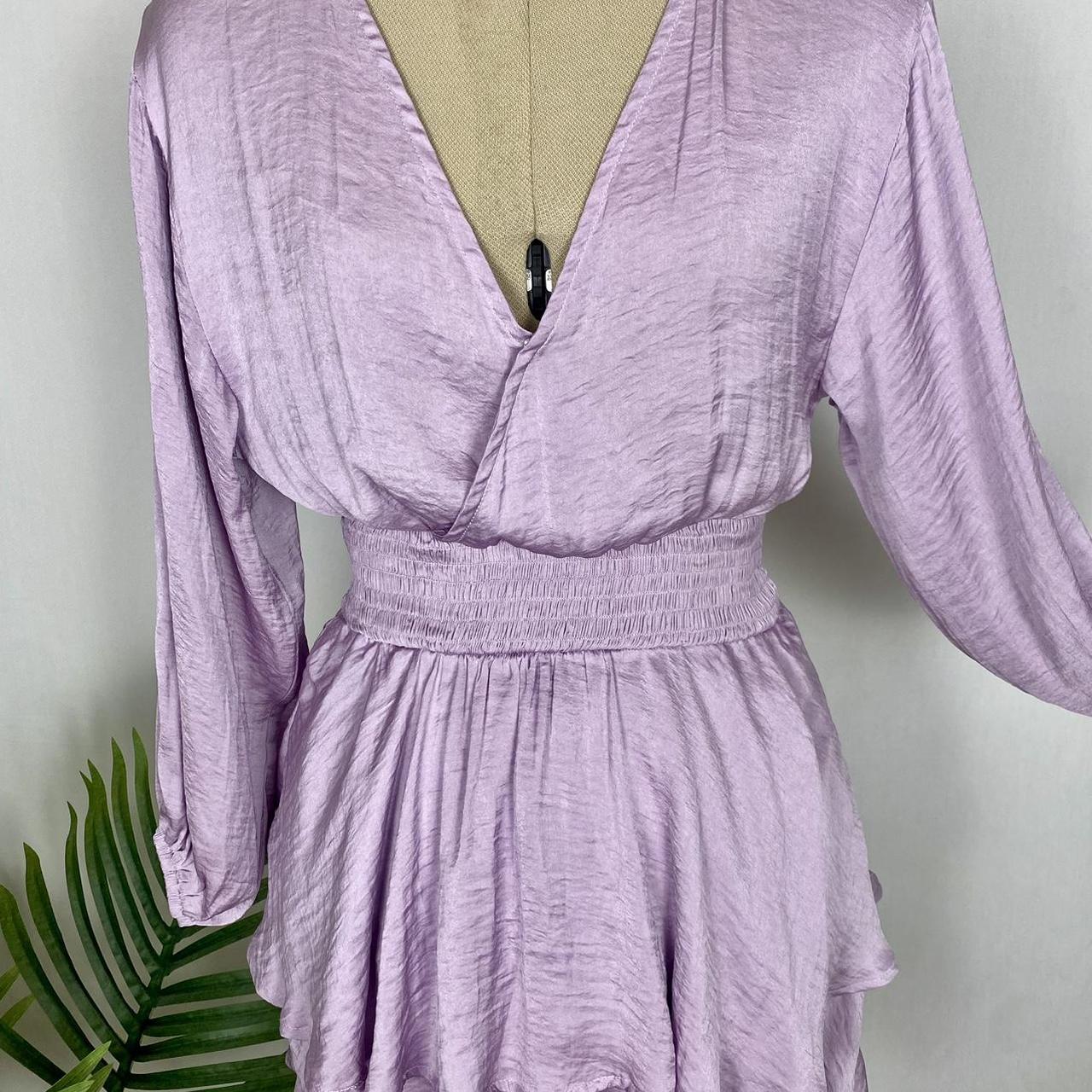 -Ruffle mini dress with long sleeves -Never... - Depop