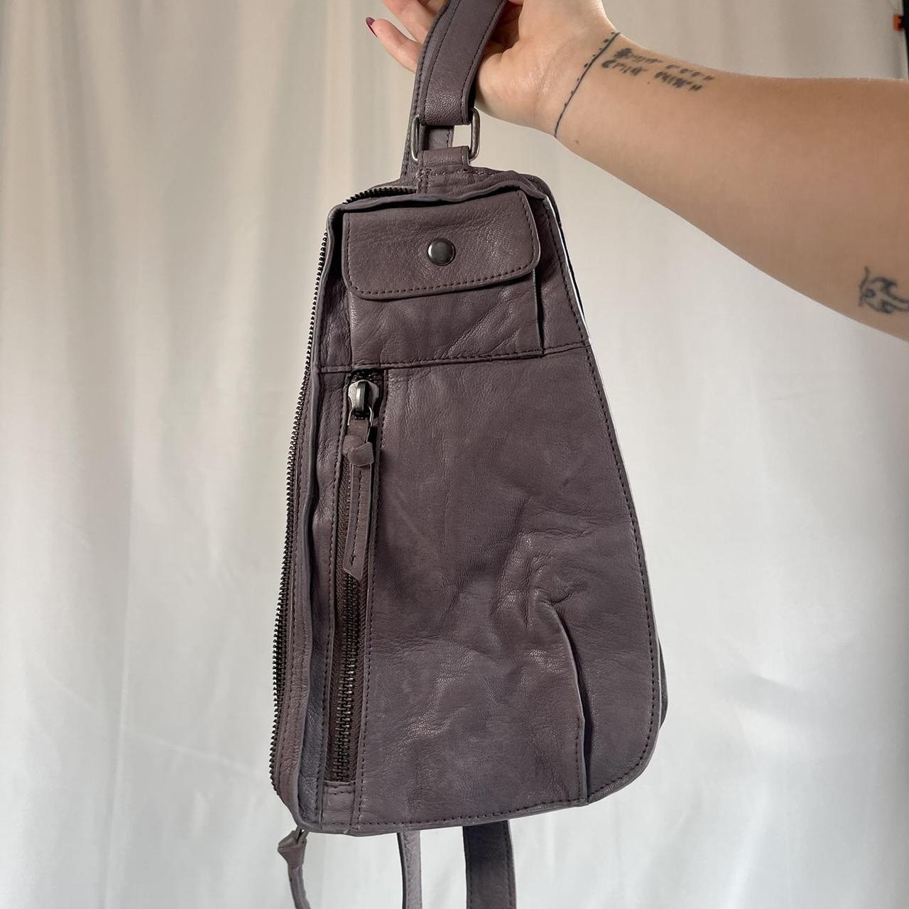 Free People Jagger Leather Sling Bag, wore one time... - Depop