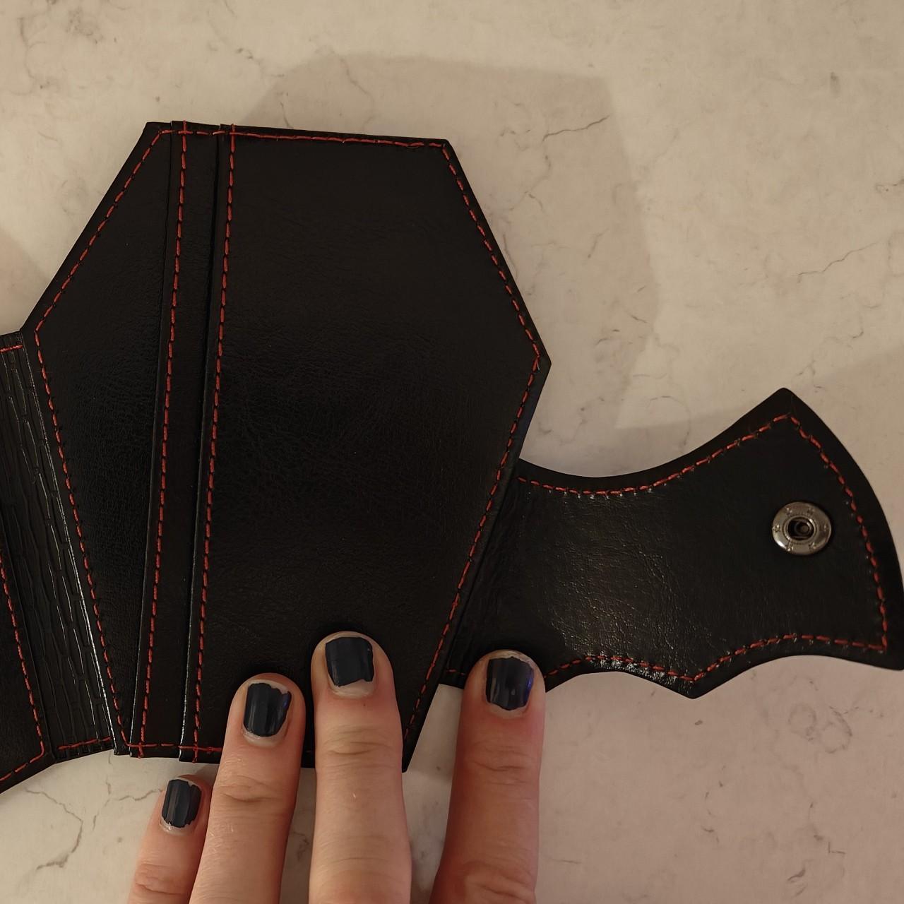 a cool Black and red coffin shaped wallet #goth #emo | Depop