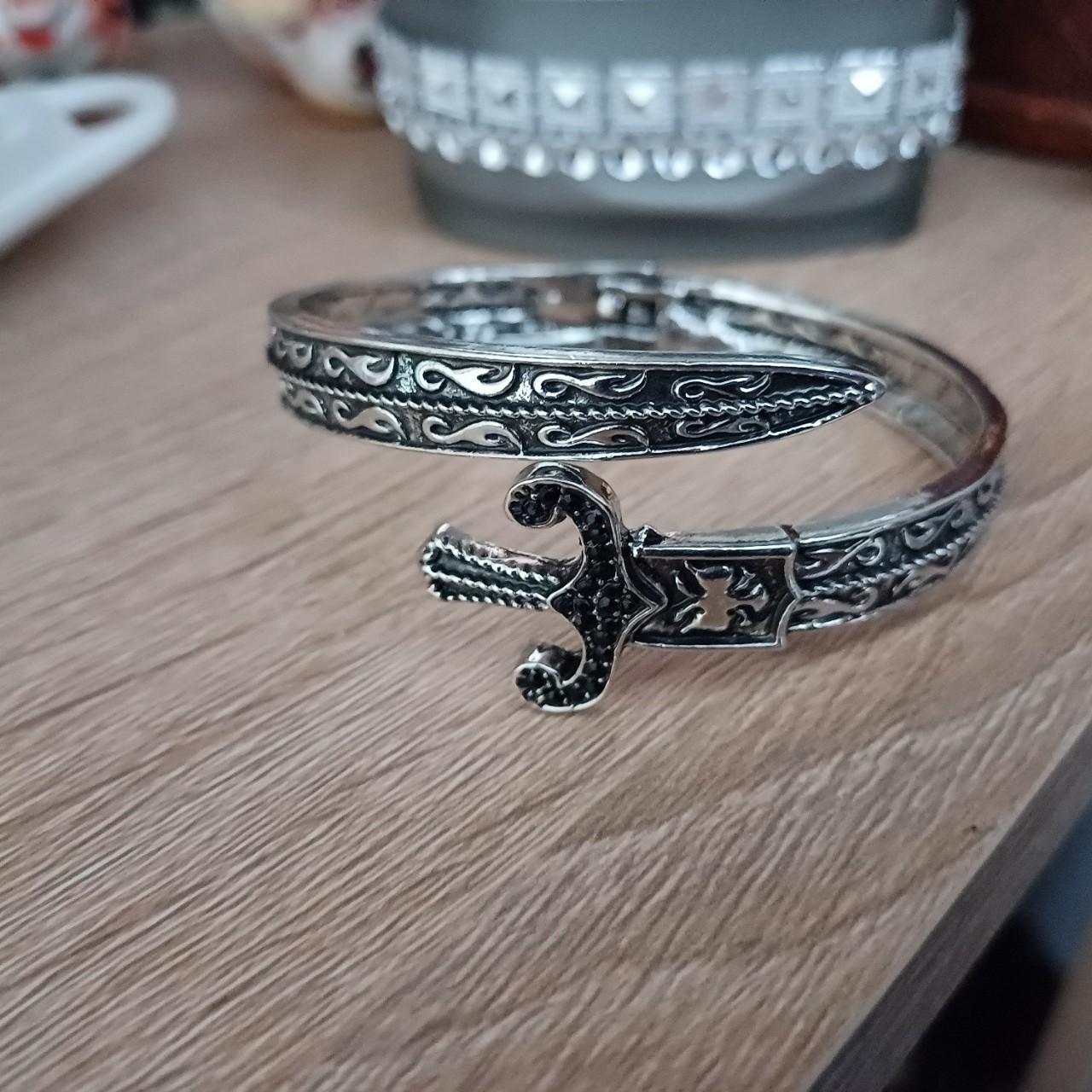 Silver colored swords bangle bracelet #goth #boho | Depop