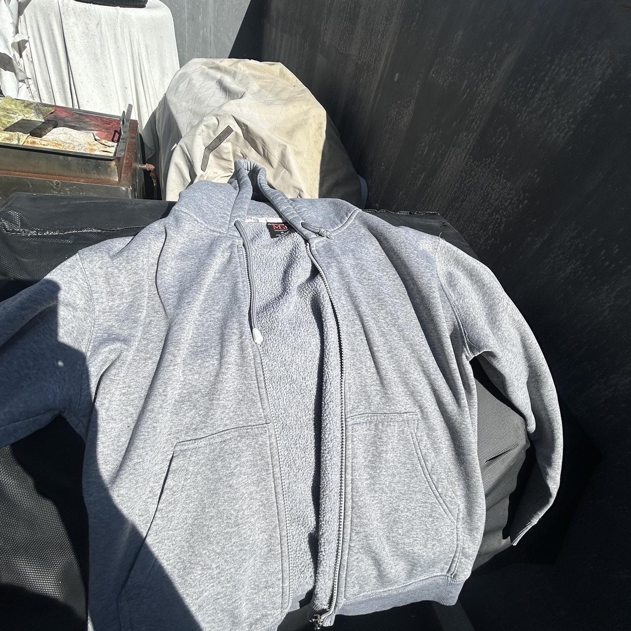 MJ Grey Zip-Up Hoodie, never worn. Looks like a size... - Depop