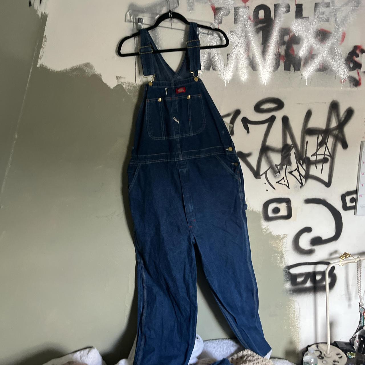 oversized denim overalls - Depop