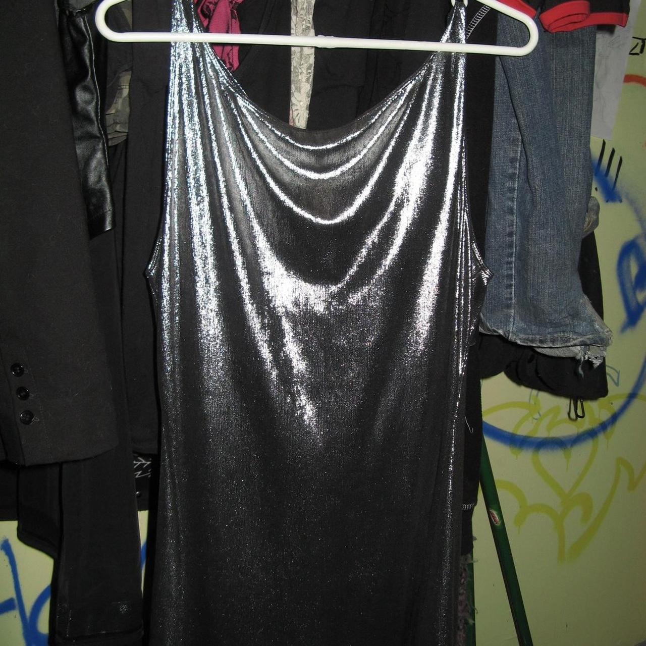 Indie sleaze silver party top (super stretchy) - Depop