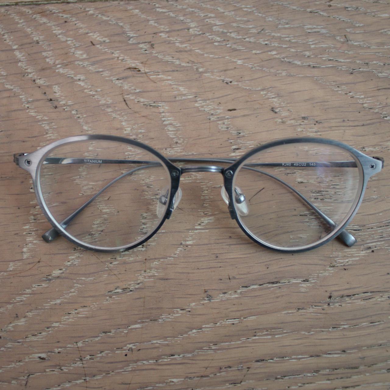 titanium silver round eyeglasses frames excellent... - Depop