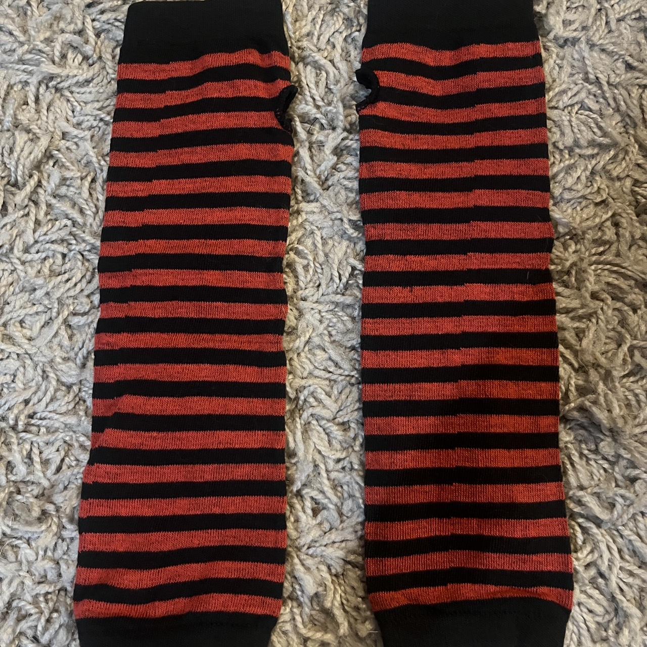 black & red arm warmers never worn except for... - Depop
