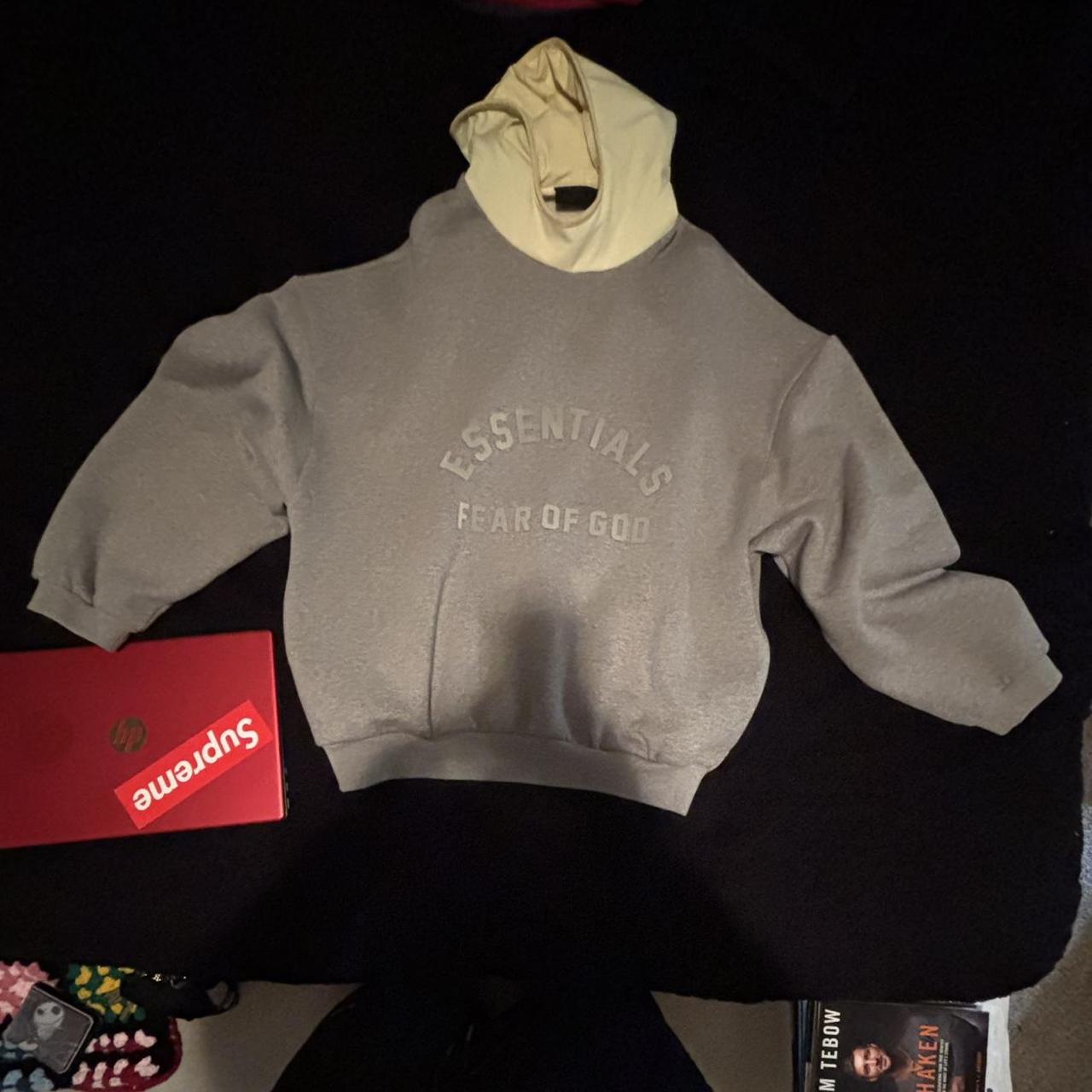 Grey Fear of God Essentials “nylon” hoodie | Depop