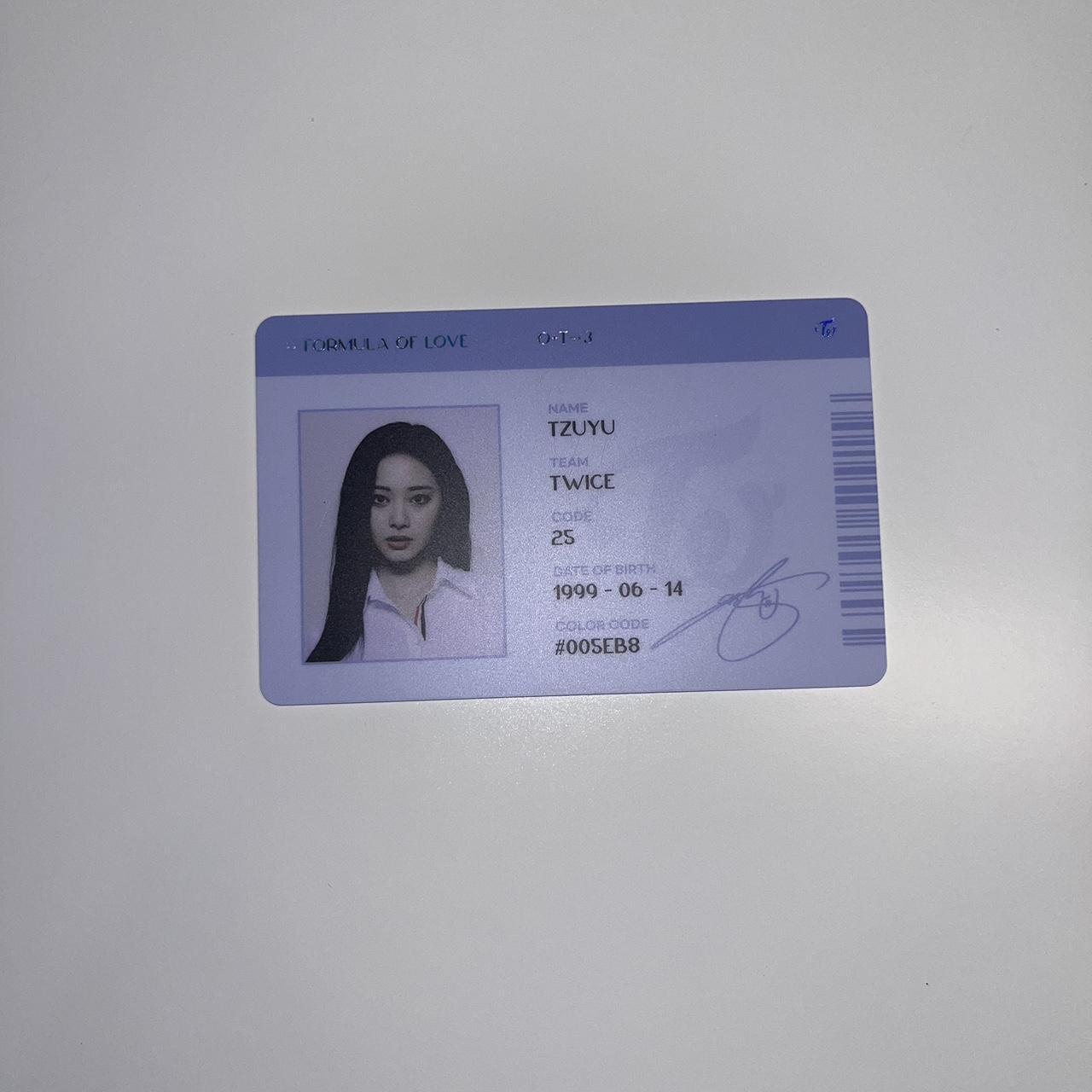 Tzuyu twice formula of love ID card - Depop