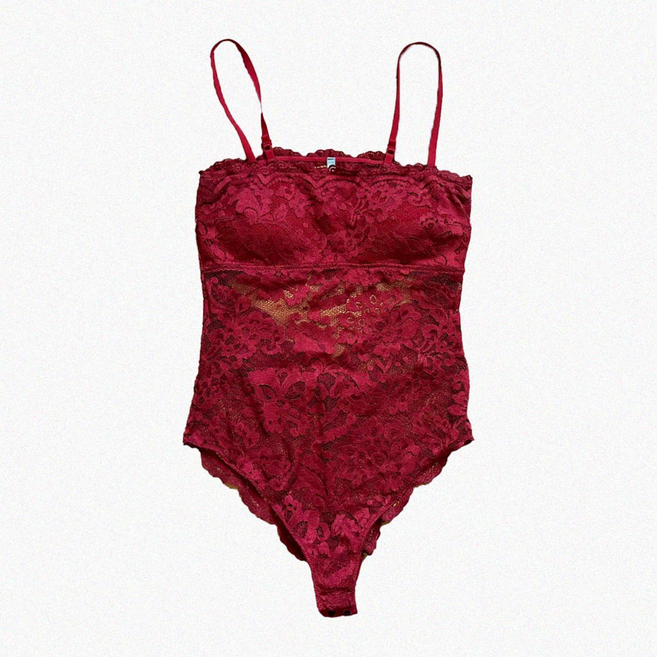 Miyu Red Lace Bodysuit ️ Wireless - Delicate floral... - Depop