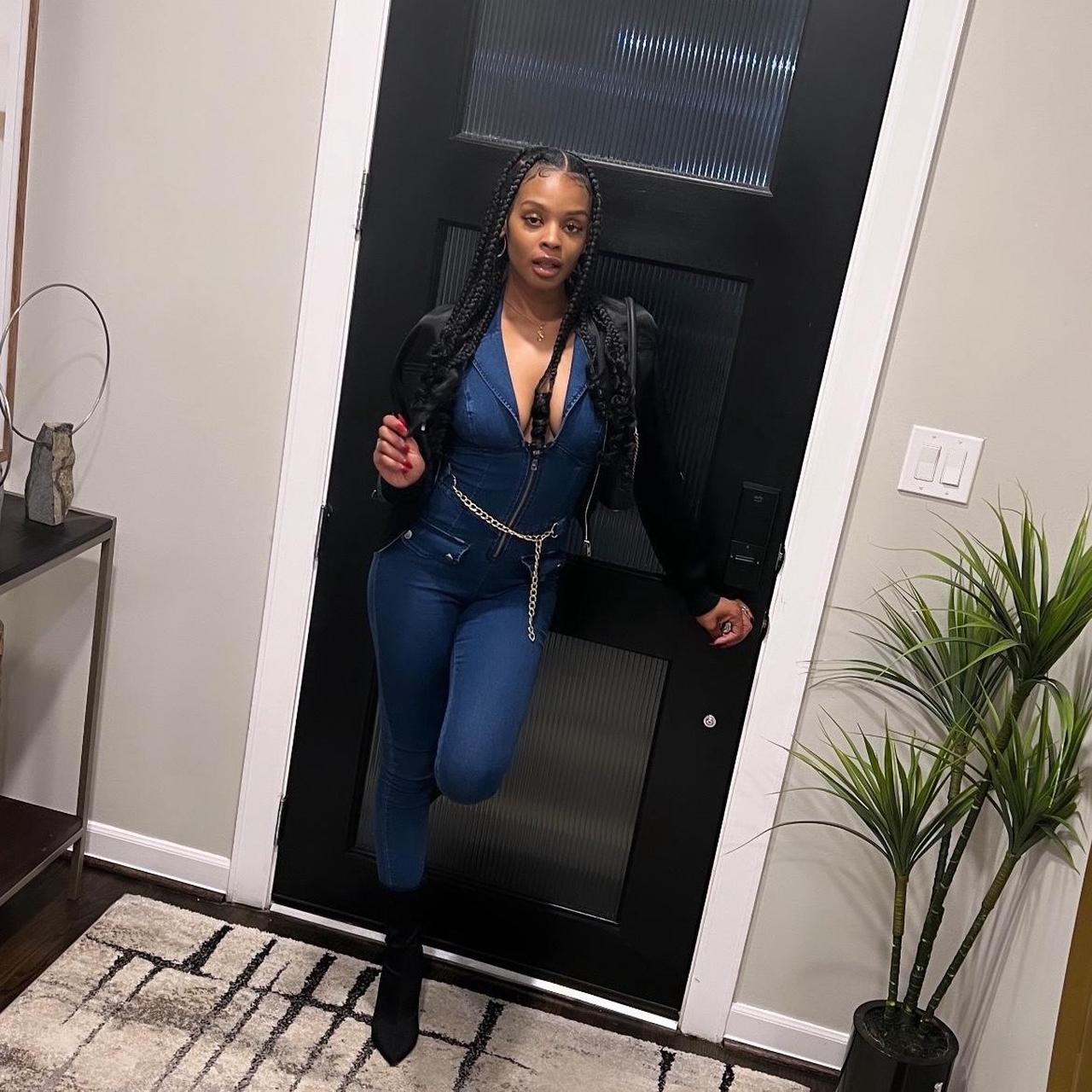 Deandra Denim Jumpsuit - Medium Wash FASHION NOVA... - Depop