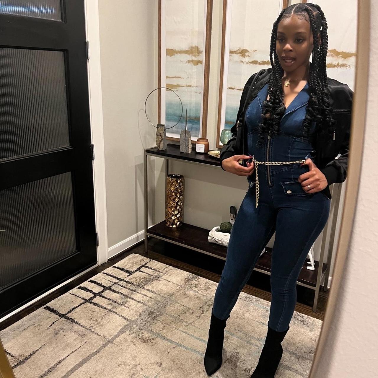 Deandra Denim Jumpsuit - Medium Wash FASHION NOVA... - Depop