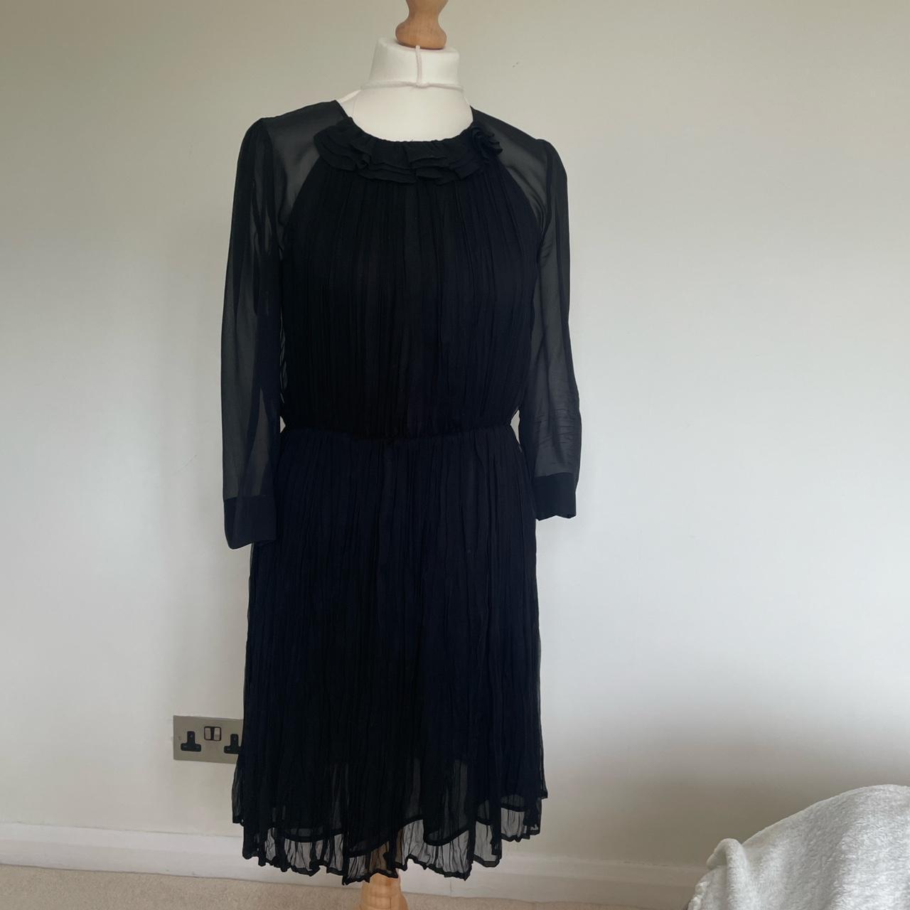 Black French Connection dress with sheer sleeves and... - Depop