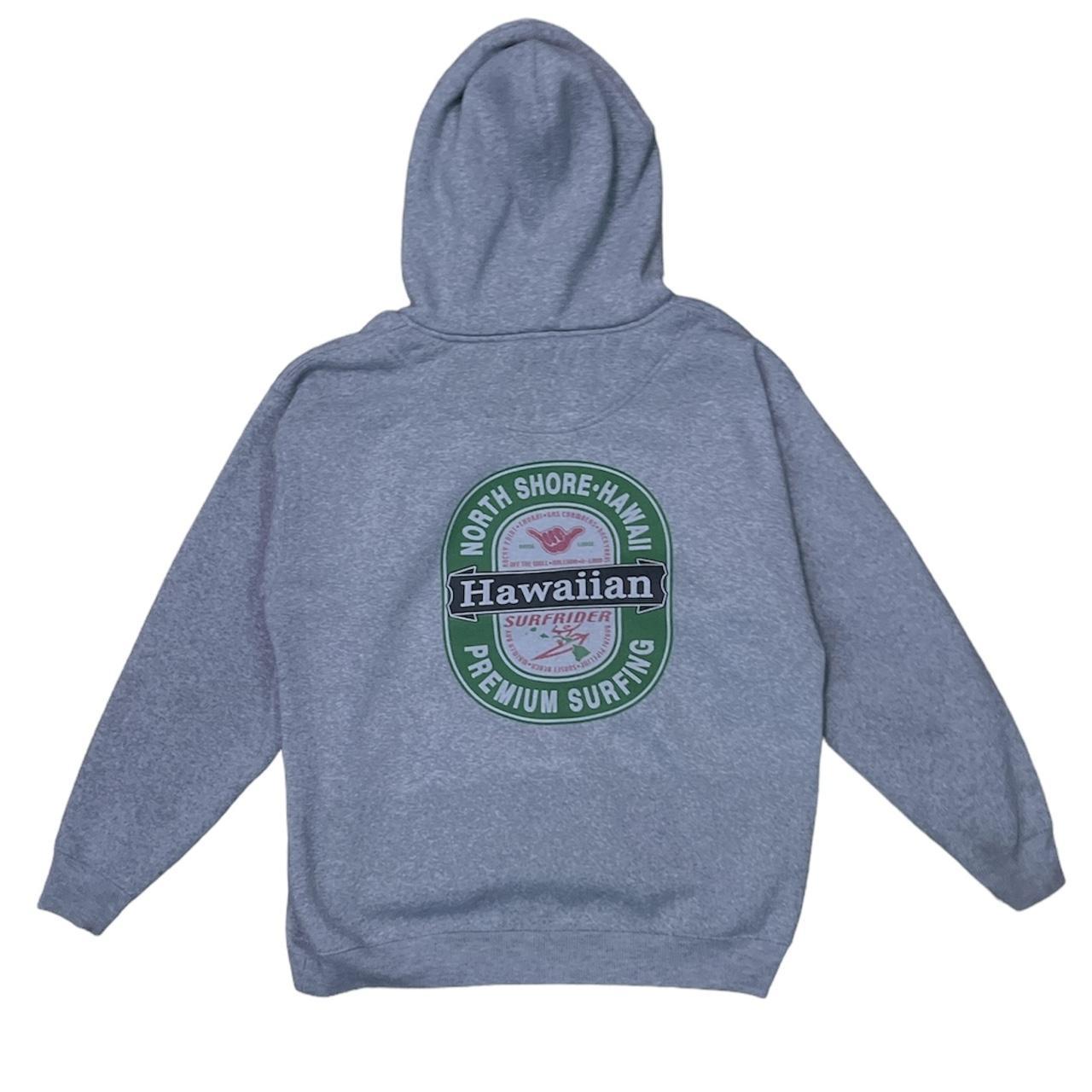 vintage hawaiian grey hoodie with a graphic on the... - Depop