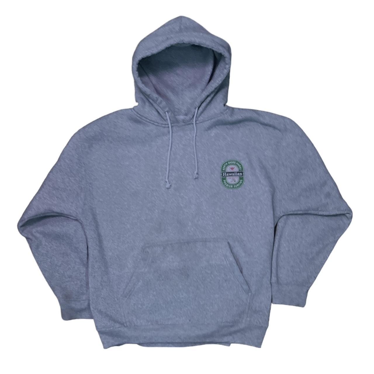 vintage hawaiian grey hoodie with a graphic on the... - Depop