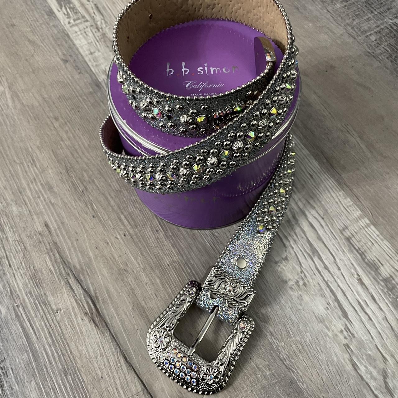 Silver Authentic B.B. Simon belt with Swarovski... - Depop