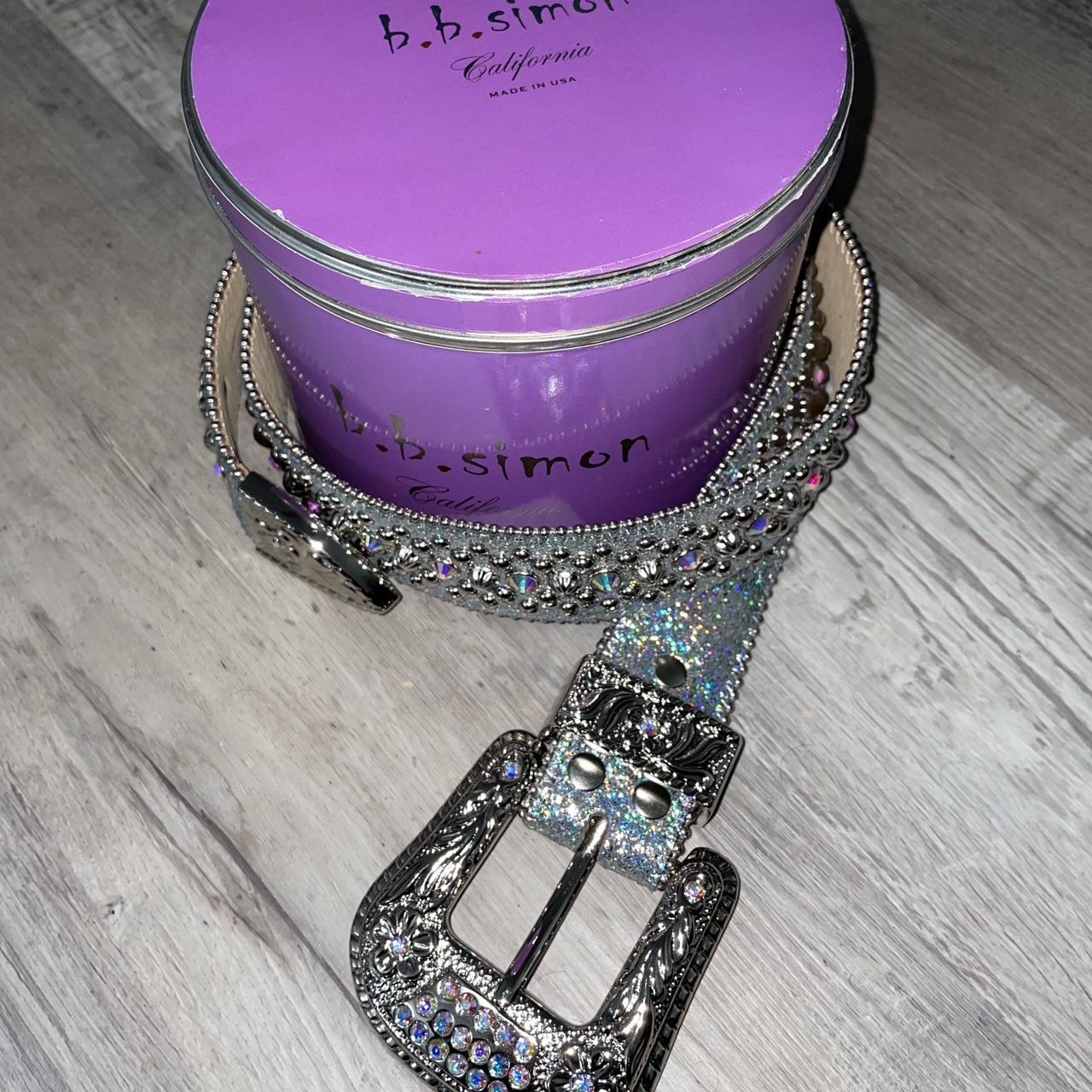 Silver Authentic B.B. Simon belt with Swarovski... - Depop