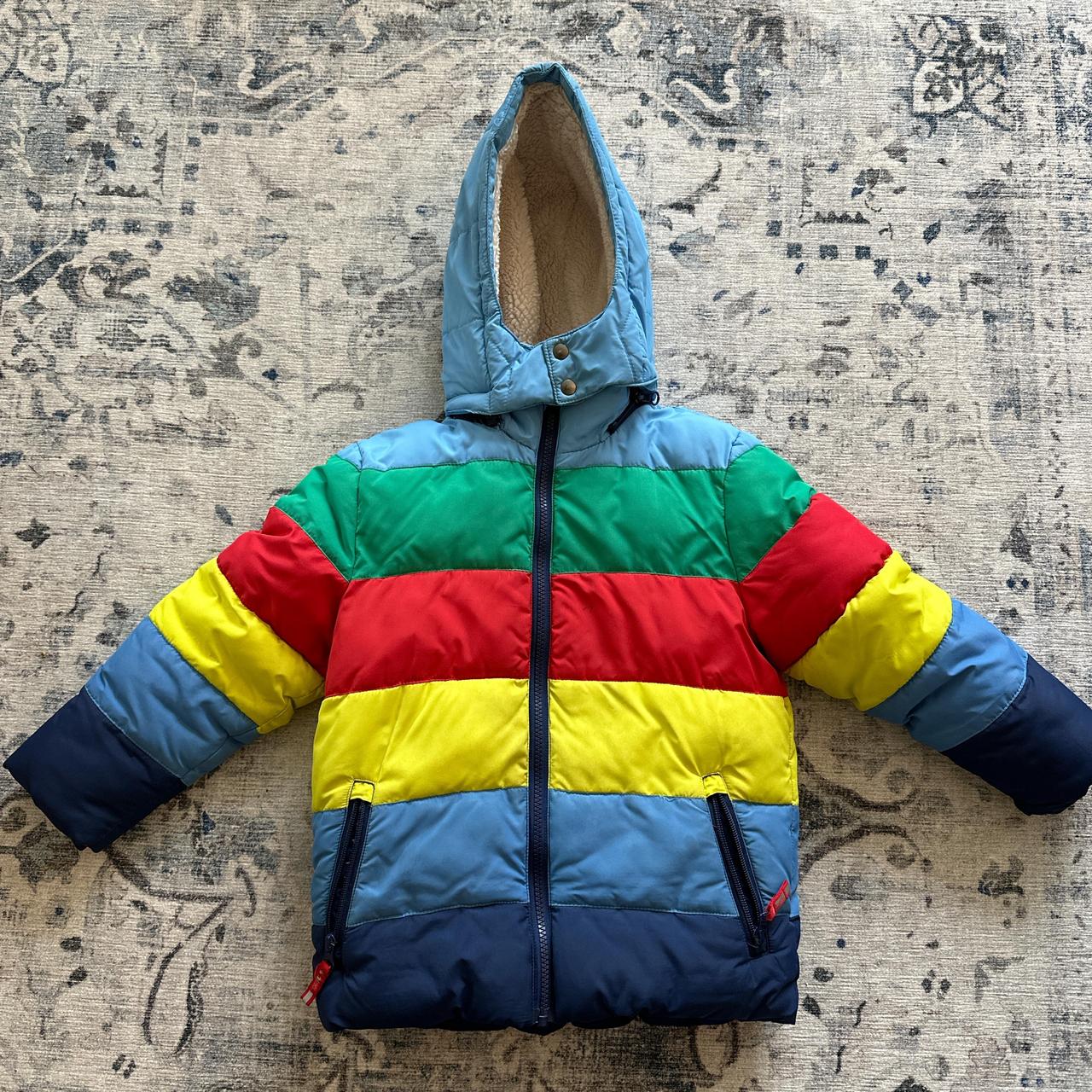 Colorful striped hooded jacket. Washes up well and... - Depop