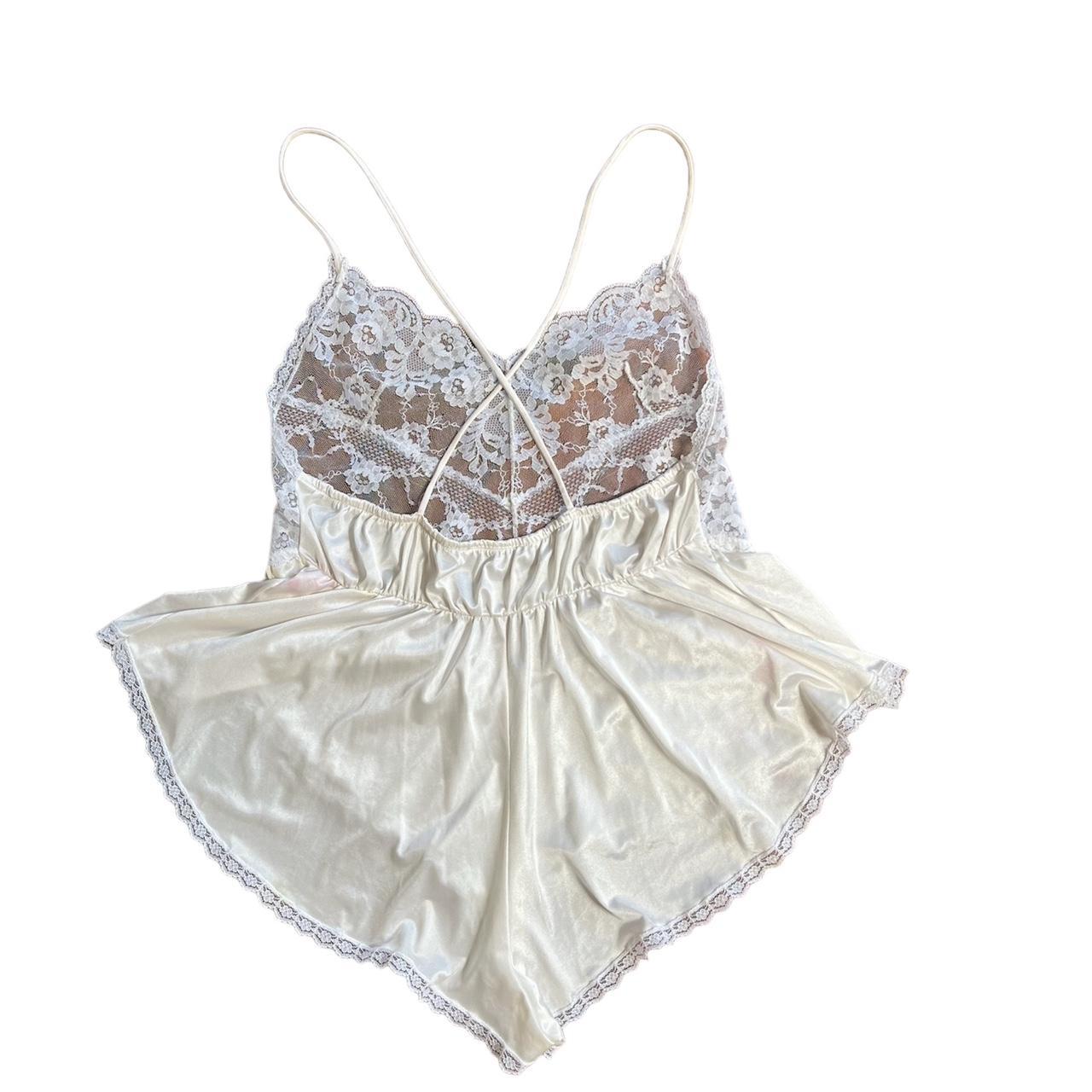 Vintage mini shorts teddy, sheer lace bodice , fits... | Depop