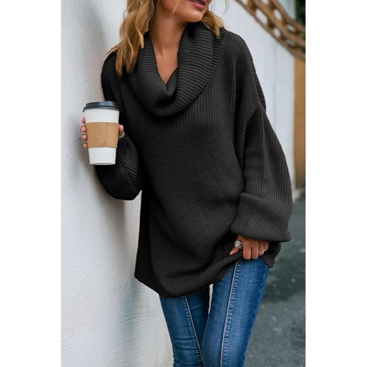 Oversized Turtleneck Long Balloon Sleeve Loose... - Depop