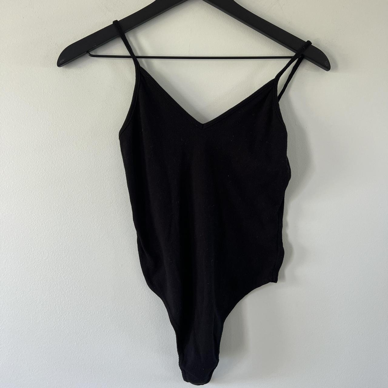 Black ribbed bodysuit - Depop