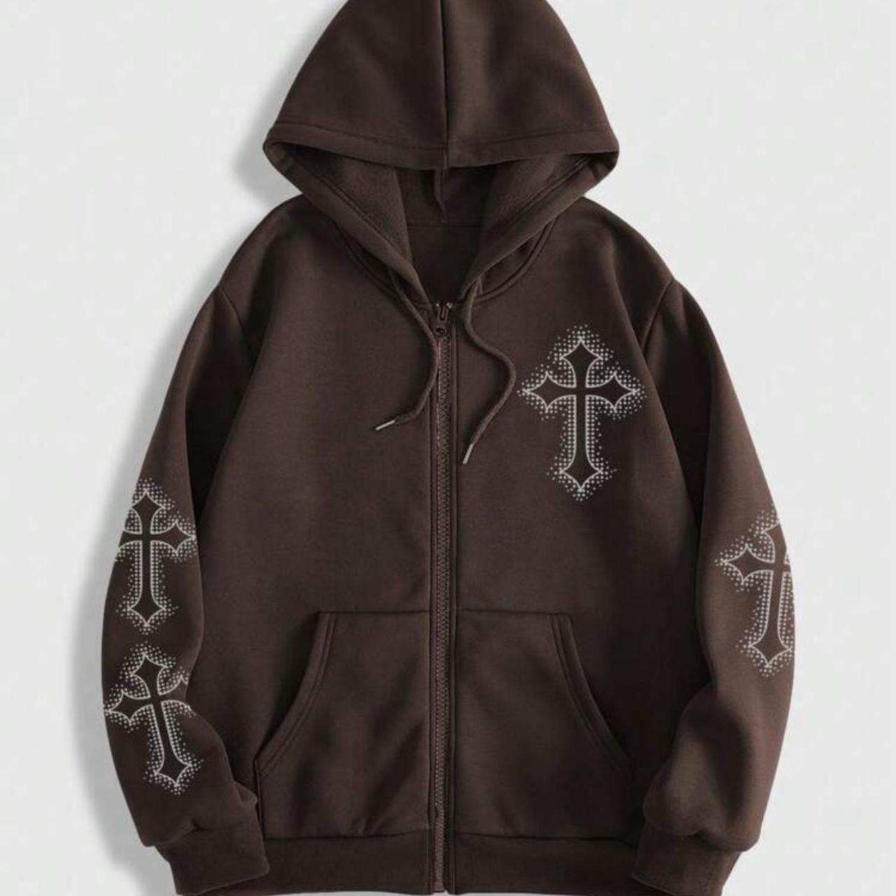 Men'S Graphic Print Kangaroo Pocket Zip Up Hoodie - Depop