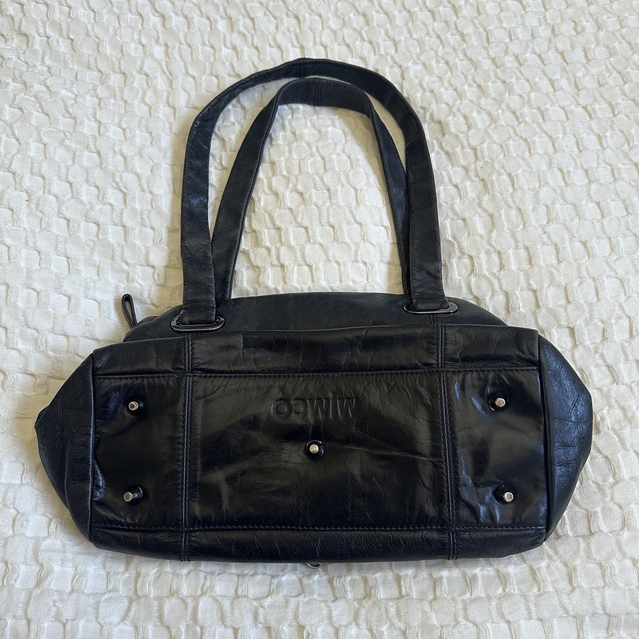 old vintage style mimco bag black faux leather... - Depop