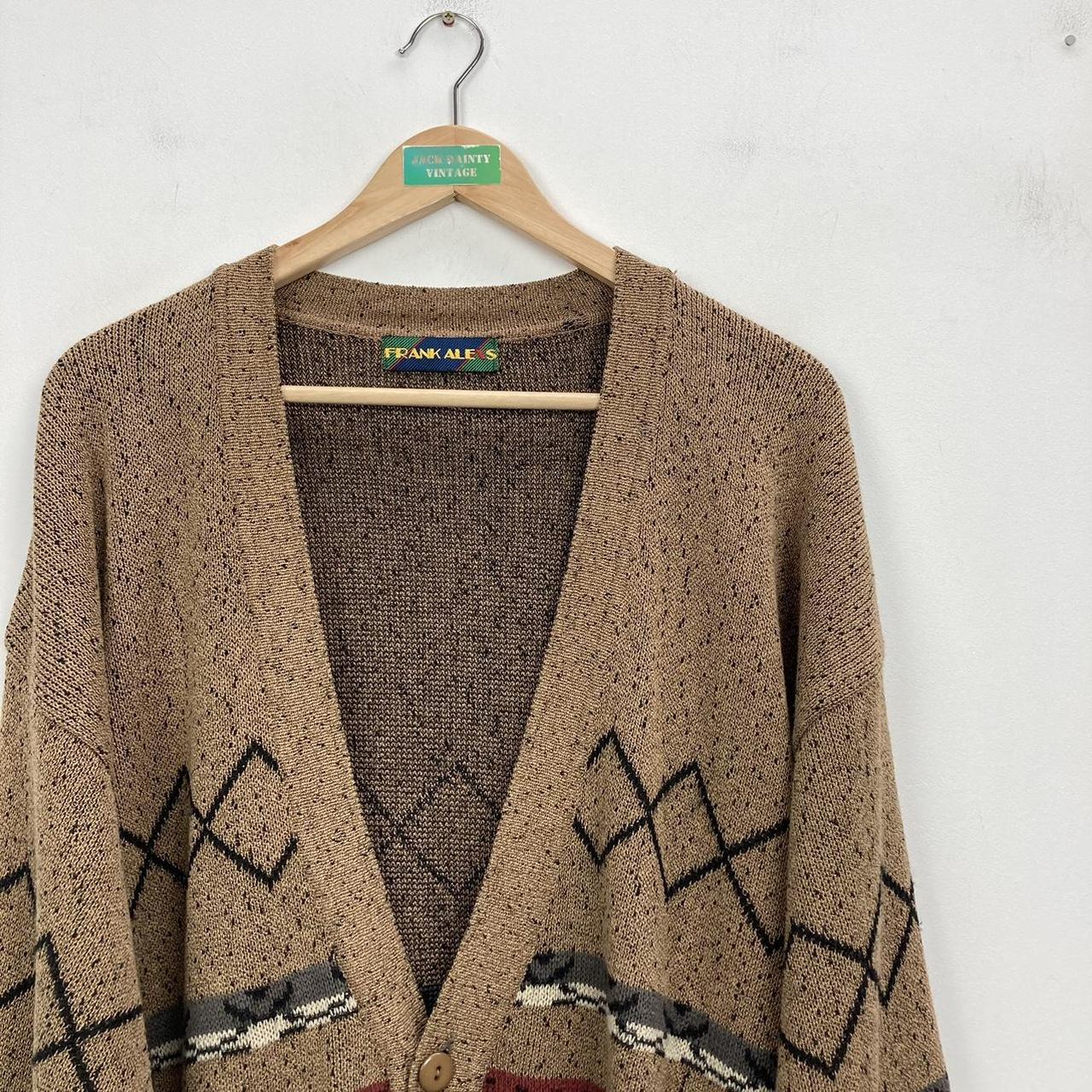 Vintage grunge patterned knit cardigan No offers,... - Depop