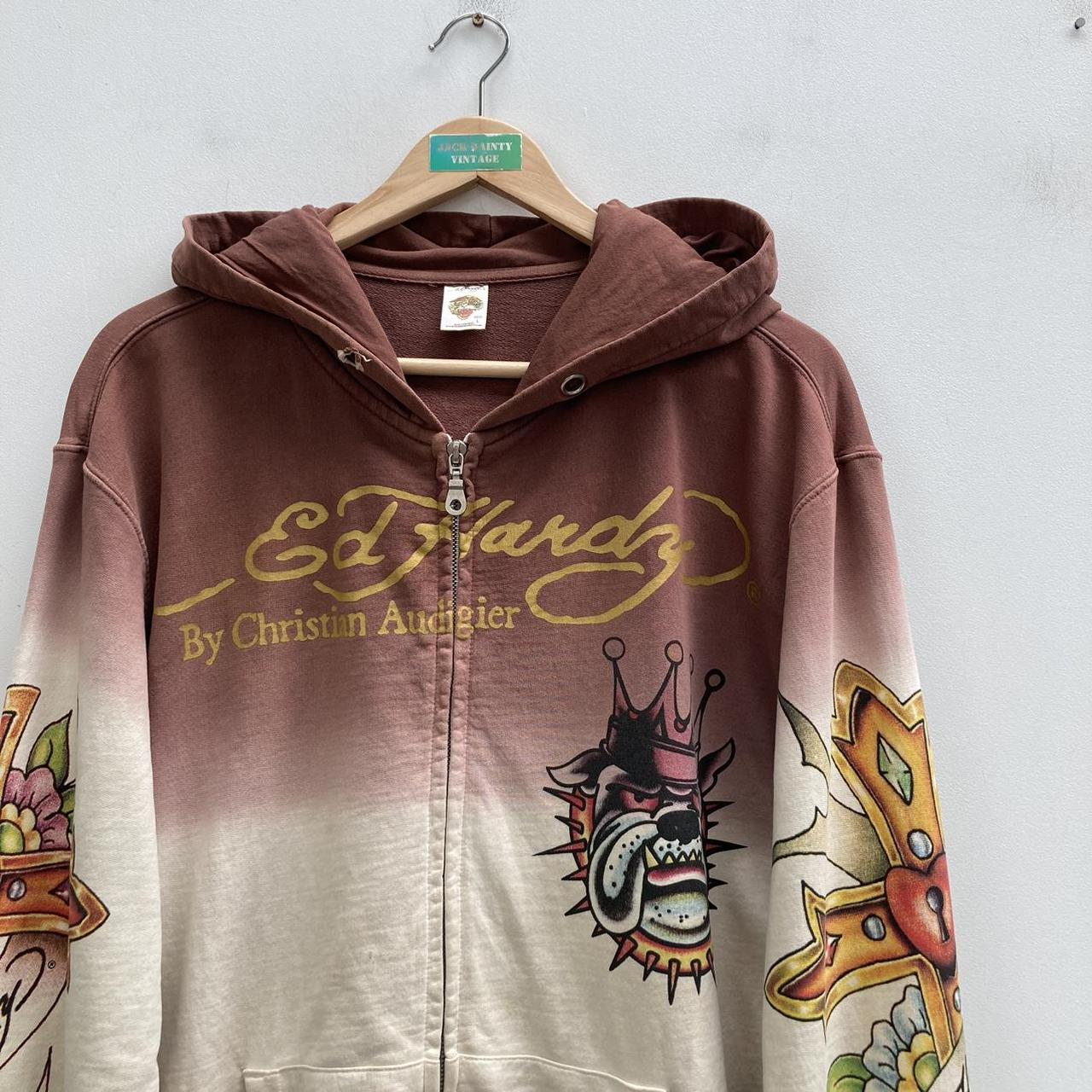 Vintage Ed Hardy crazy graphic patterned hoodie NO... - Depop