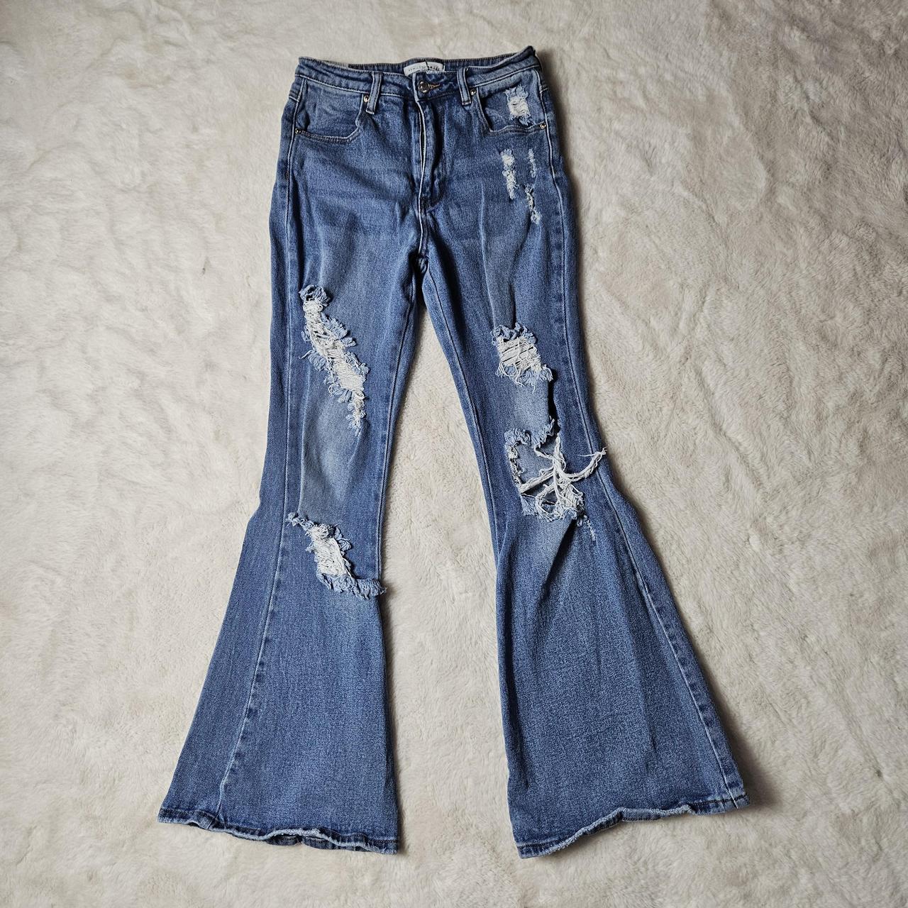 Flare high waisted Jeans *bottom of pants have... | Depop