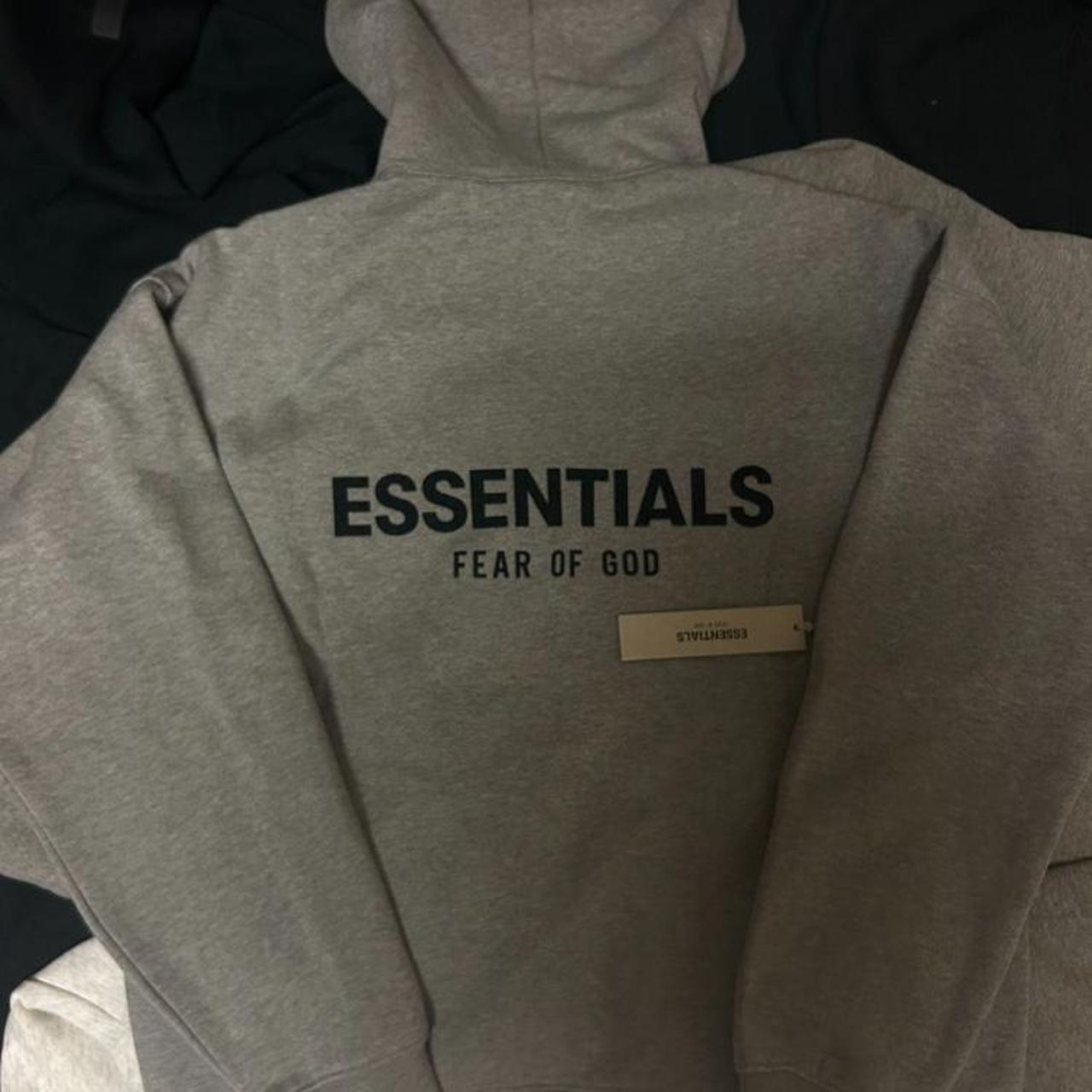 Fear of God essentials grey hoodie sz: L #sp5der... - Depop
