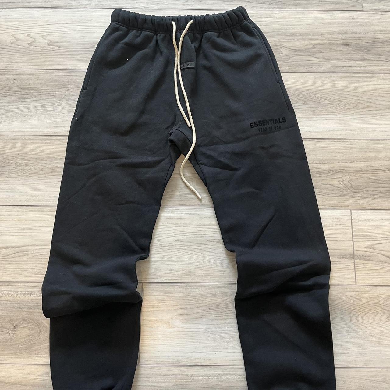 Fear of god fog essentials black drawstring... - Depop
