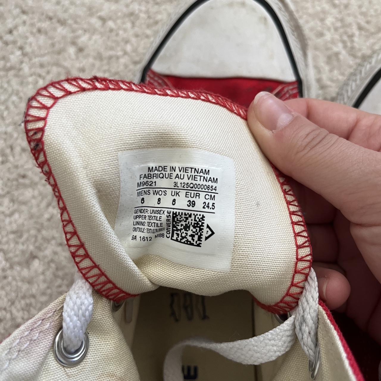 red high top converse a bit stained but still in... - Depop