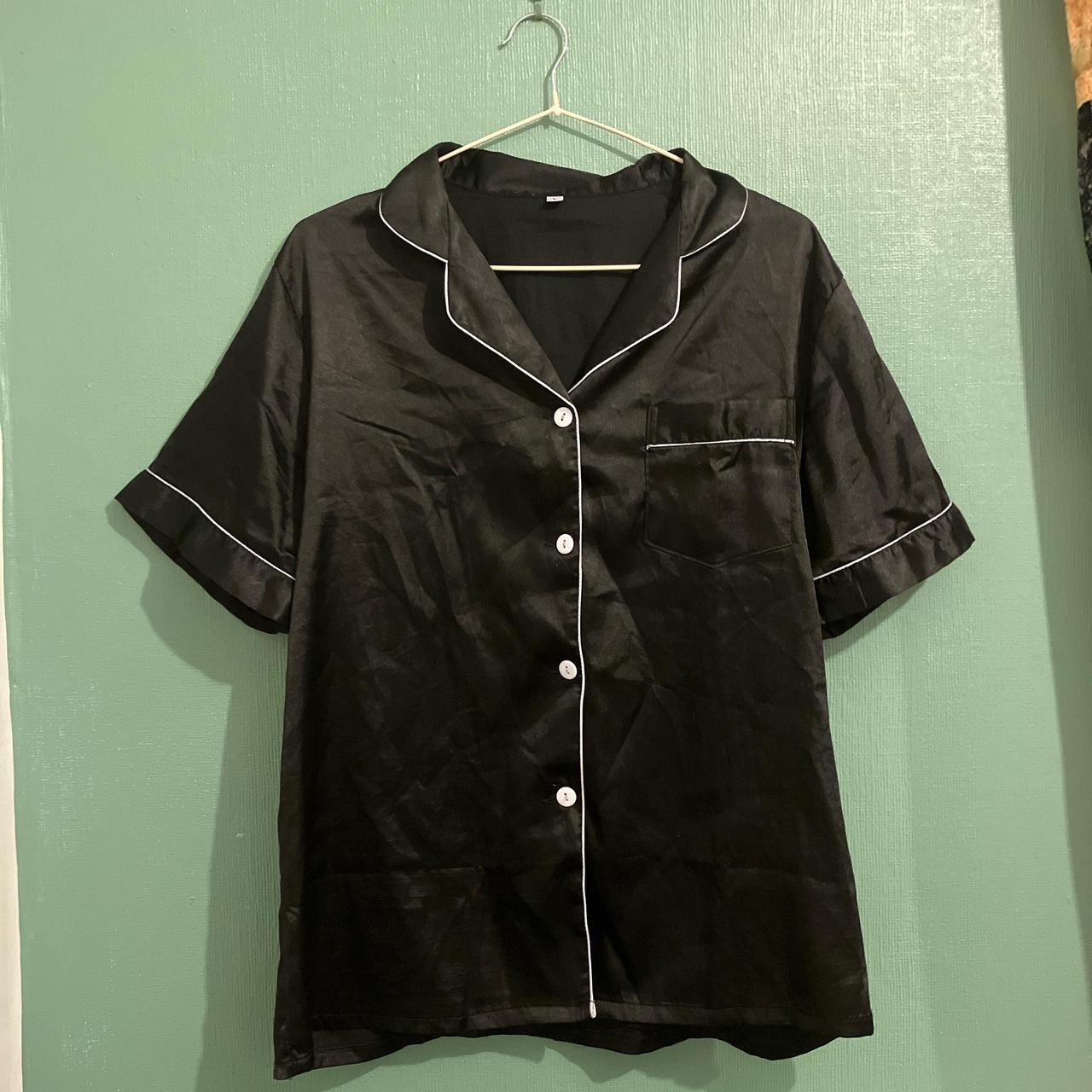 Black silk pj top wore a few times just grew out of it - Depop