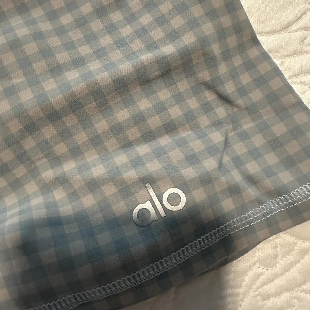 Alo yoga blue gingham shorts Size xs - Depop