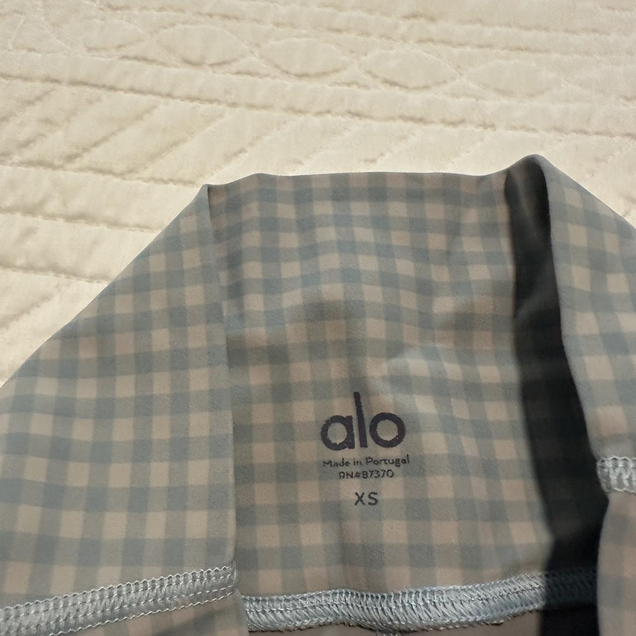 Alo yoga blue gingham shorts Size xs - Depop