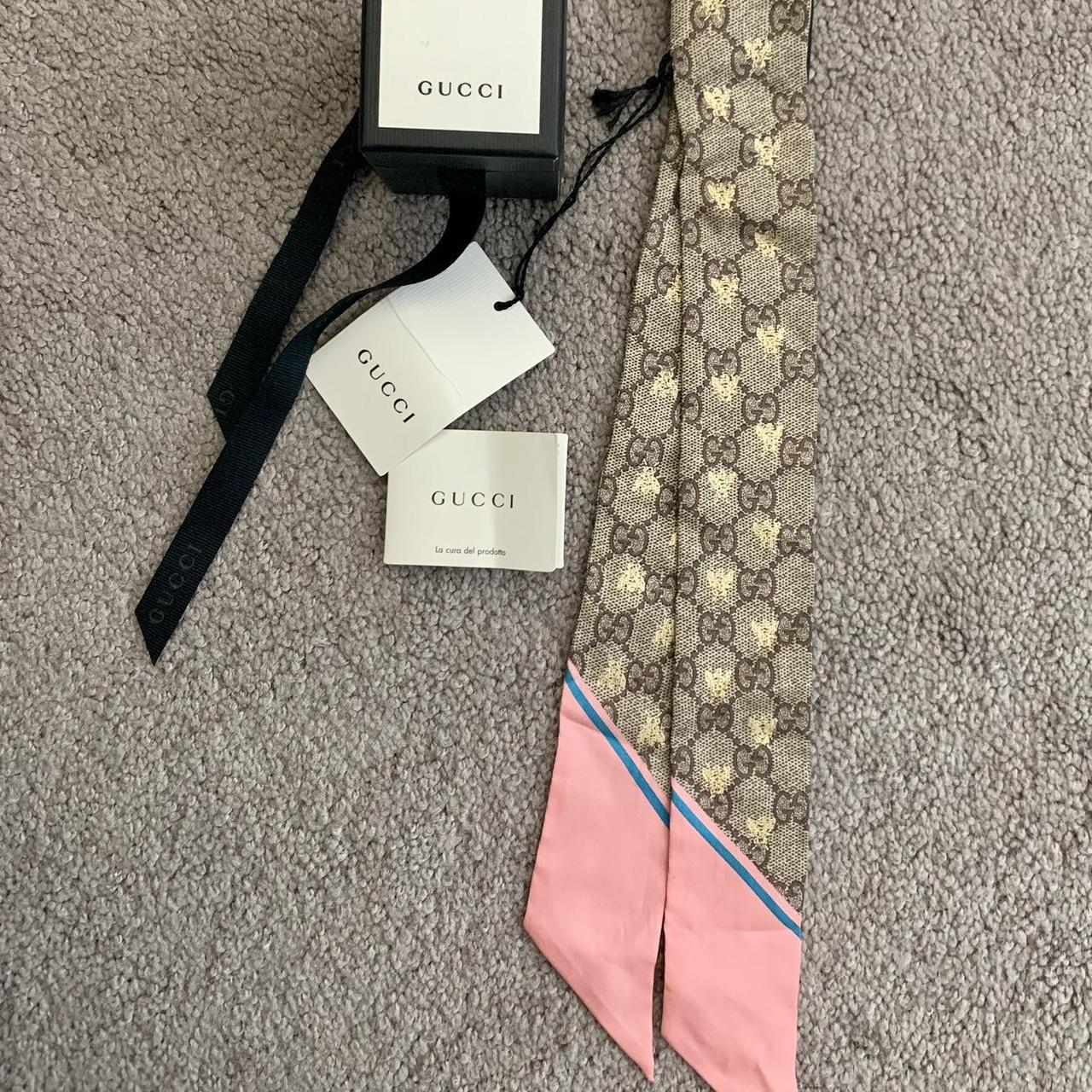 Authentic Gucci neck bow scarf in silk with tag and... - Depop