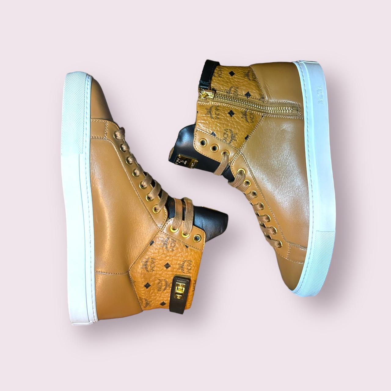 McM Leather Cognac Hightop Sneakers Size 43 EU men’s... - Depop