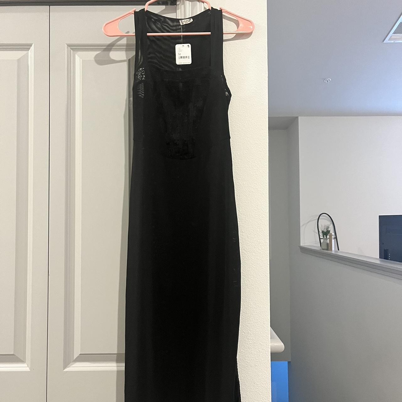 Lacey and mesh black body con free people dress - Depop