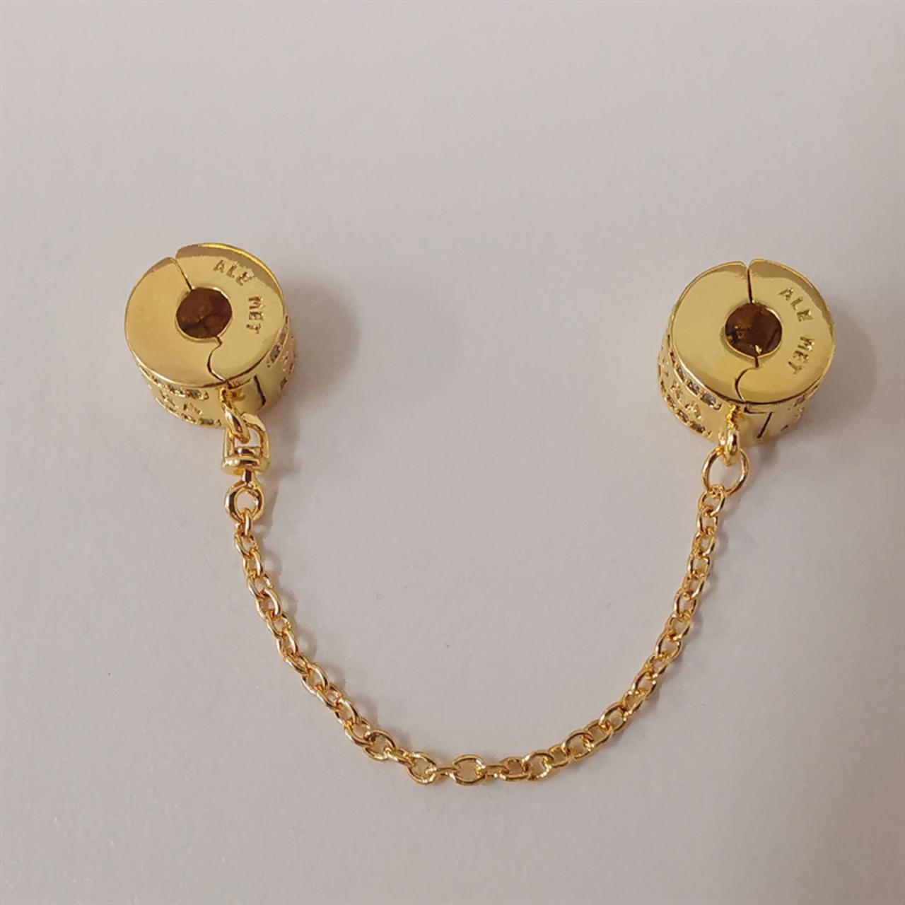 CH-2A1249 pandora logo safety chain clip charm 925... - Depop