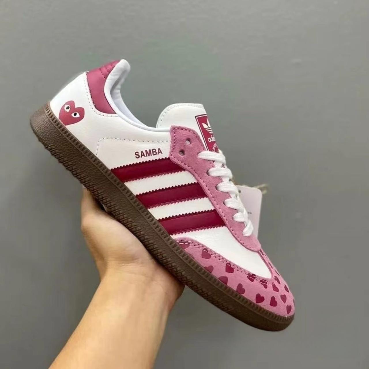 Adidas Originals Samba, Red peach heart, brand new,... - Depop