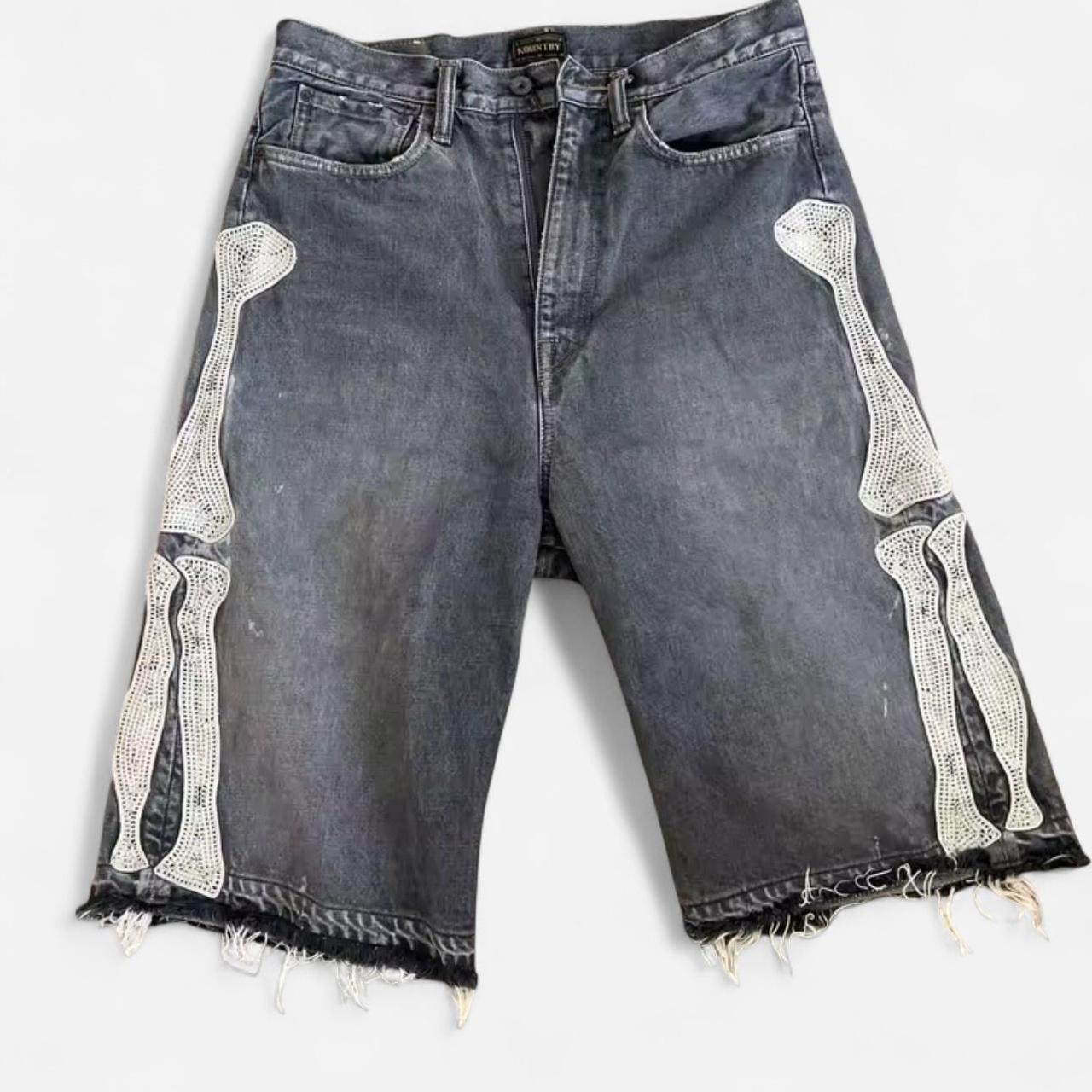 Skeleton denim jorts Baggy fit size large #baggy... | Depop
