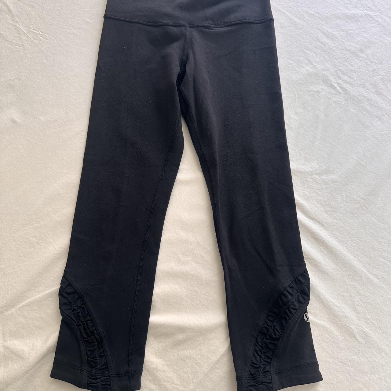 Lululemon black leggings with ruffle detail on... - Depop