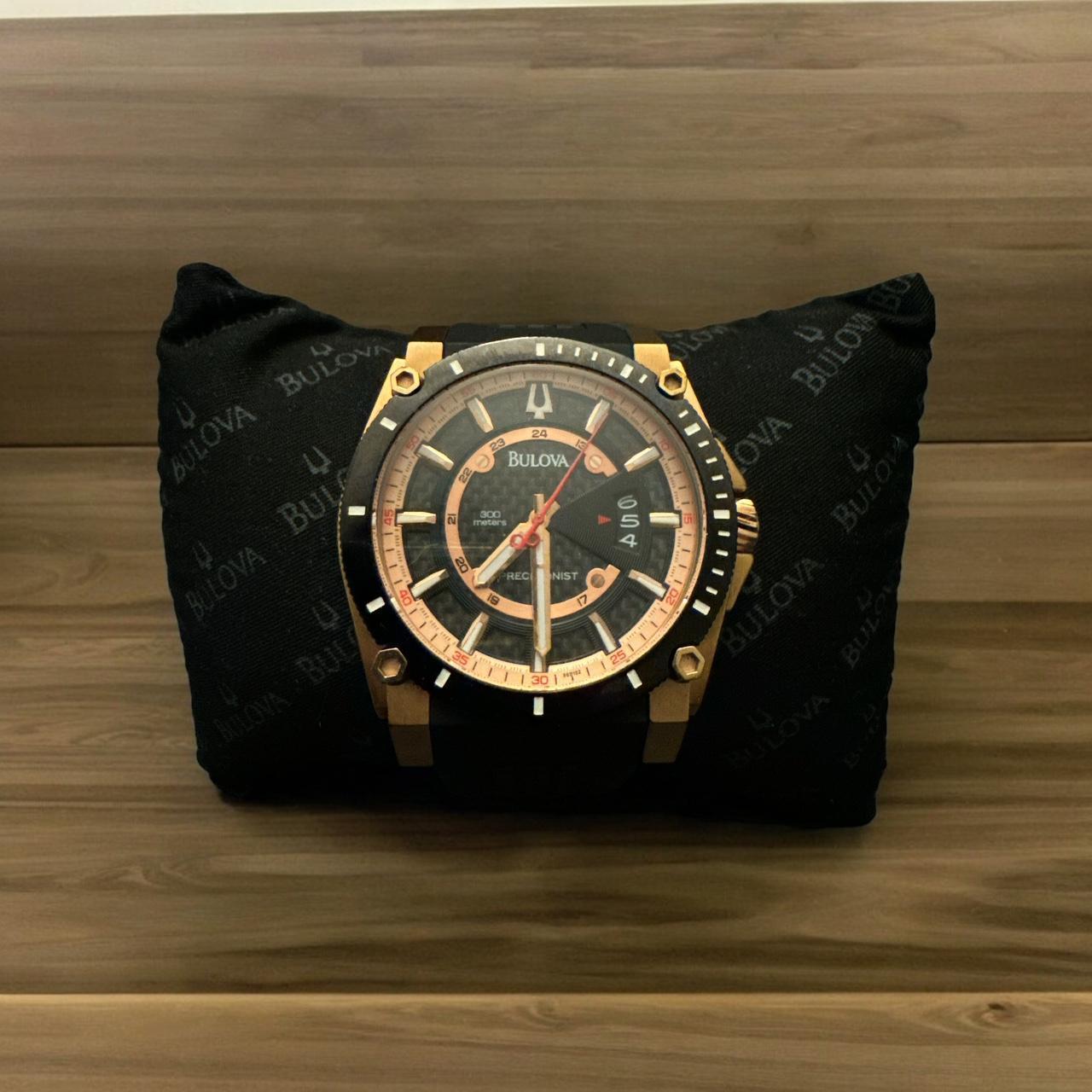 Bulova Precisionist 98B152 Gold Tone with Black... - Depop