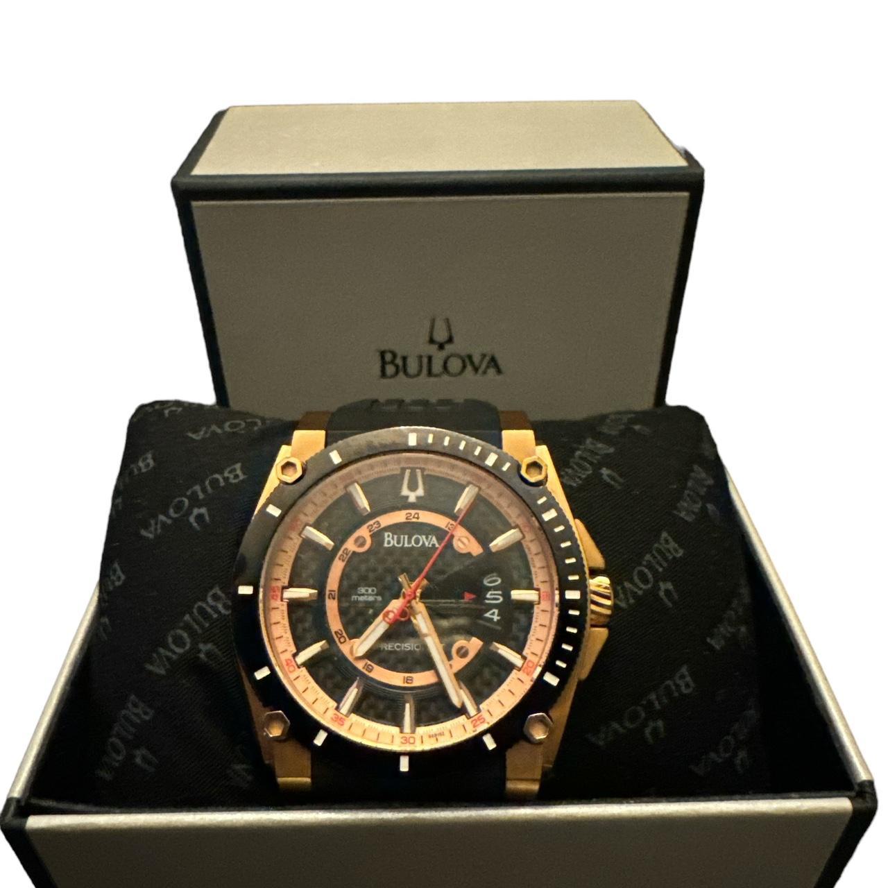 Bulova Precisionist 98B152 Gold Tone with Black... - Depop