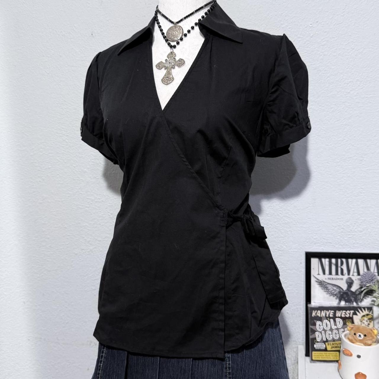 Y2K Office siren black blouse -No flaws -keep in... - Depop