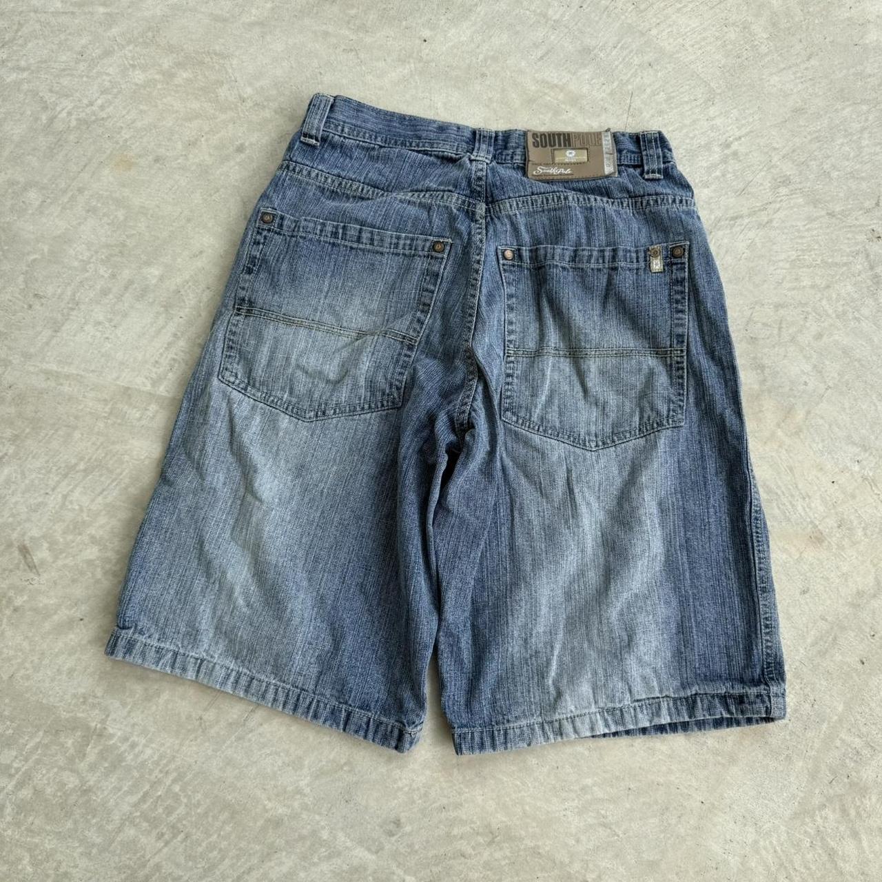 Southpole baggy denim jorts -measurements laying... | Depop