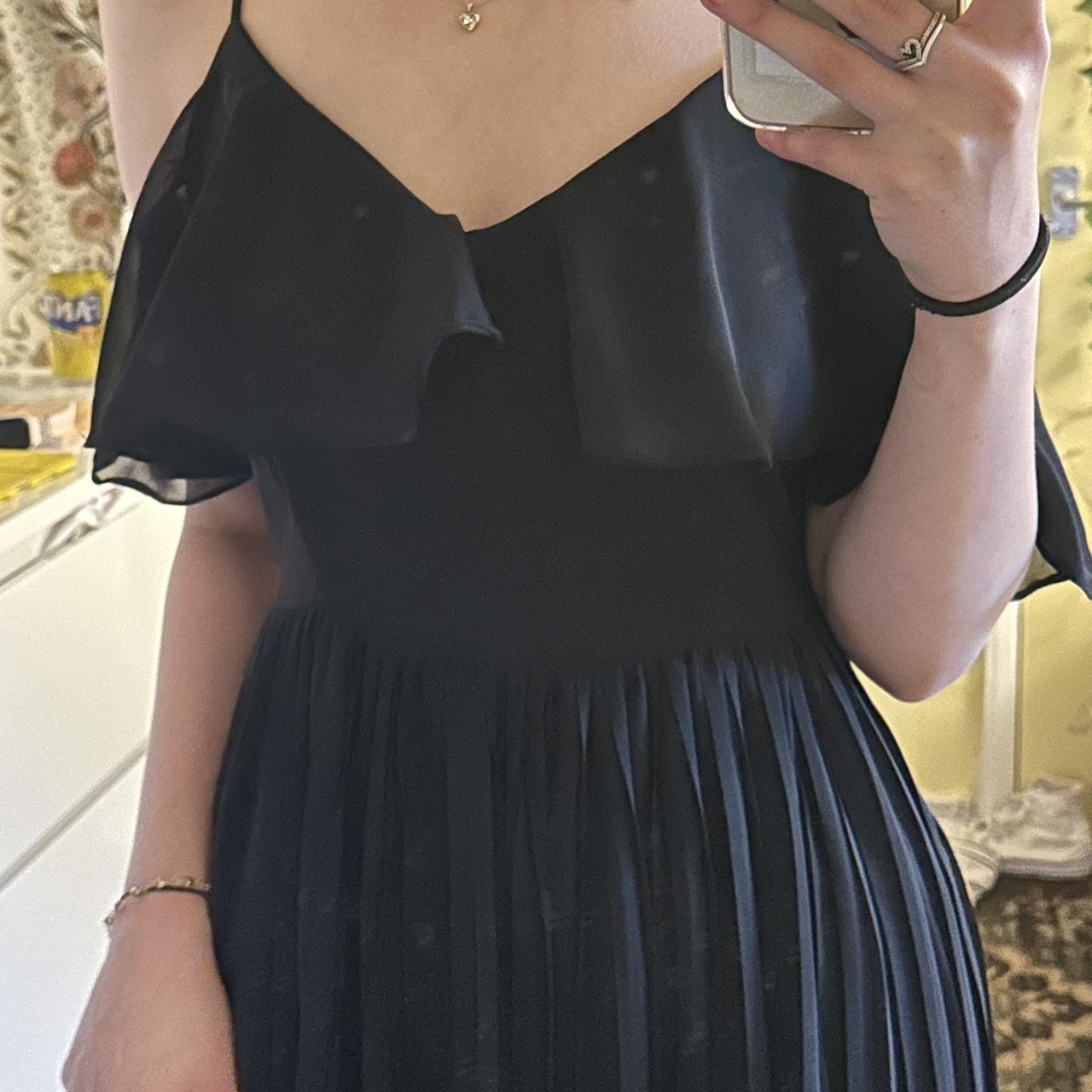 BooHoo Black Midi Dress worn twice, just a little... - Depop